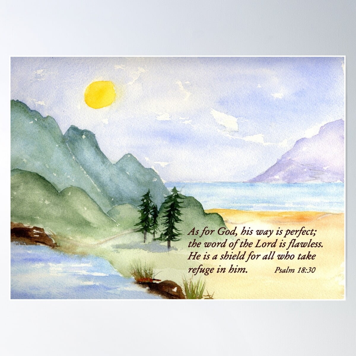 Gods Way - Psalm 18:30 Poster Wall Art, Modern Wall Decor For Living ...