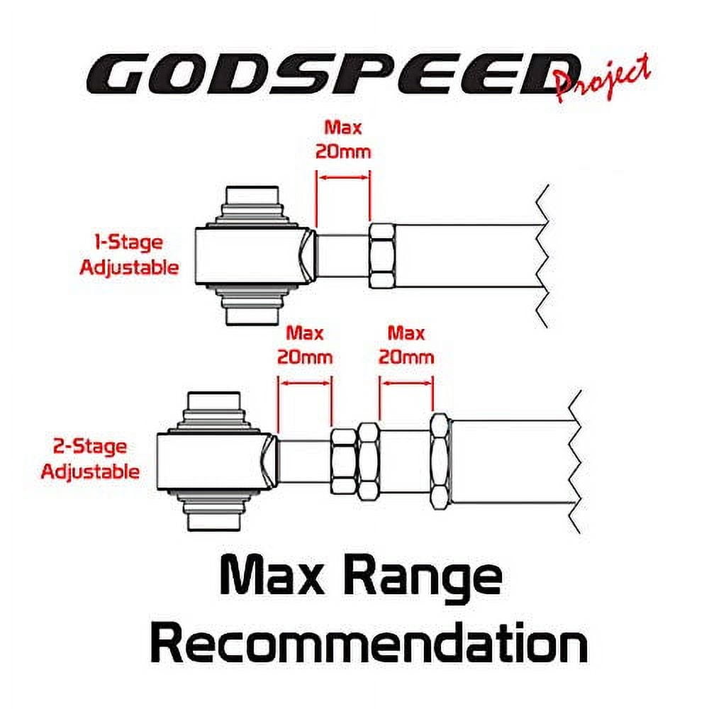 Godspeed AK-059-B Adjustable Rear Camber Arms With Spherical Bearings, Set of 2, compatible with ...