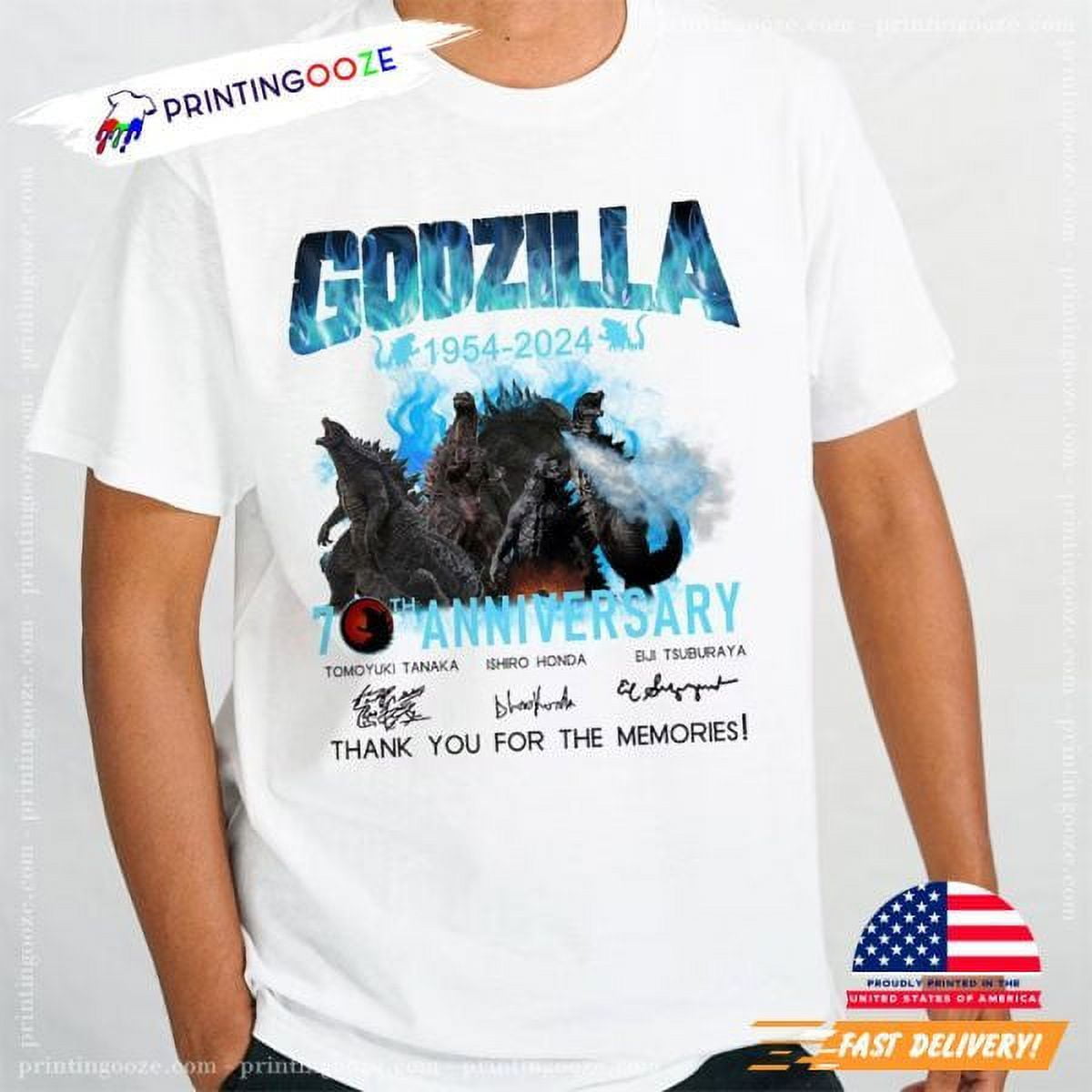 Godzilla 1954 2023 70th Anniversary Signatures T-shirt - Walmart.com