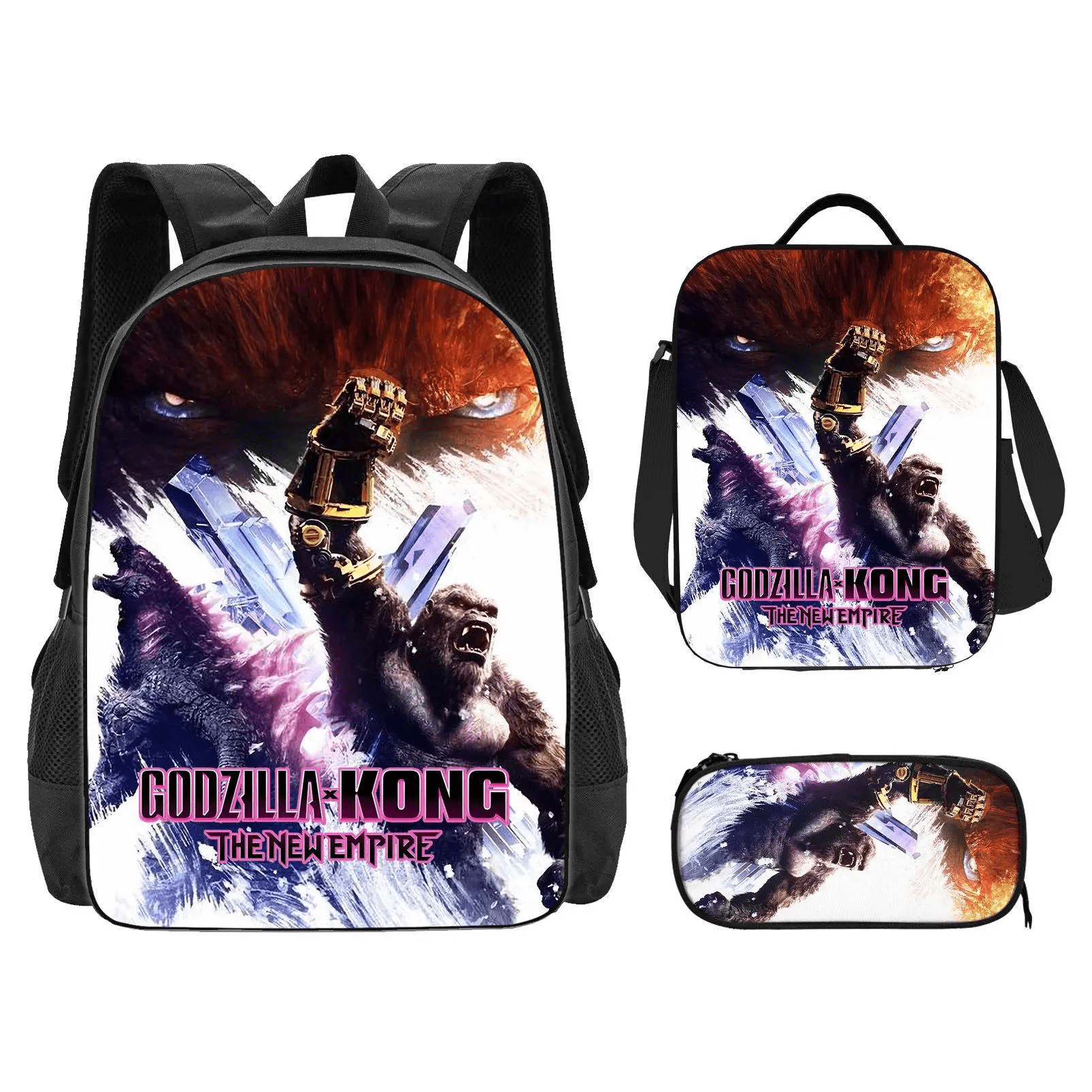 Godzilla 3 Set backpack Cartoon Character Creative Print Backpack Multi ...