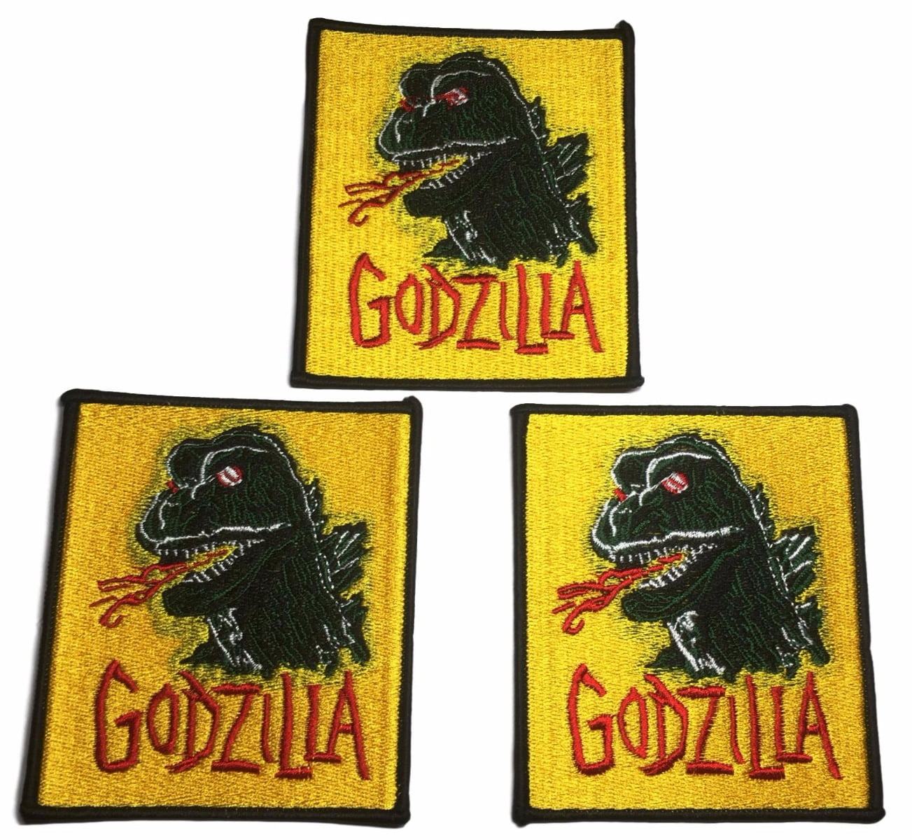 Godzilla 4 Inches Tall Embroidered Iron On Patch Set of 3 - Walmart.com