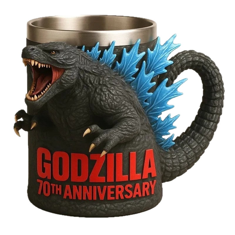 Godzilla 70th anniversary mug, 3D three-dimensional shape, resin ...