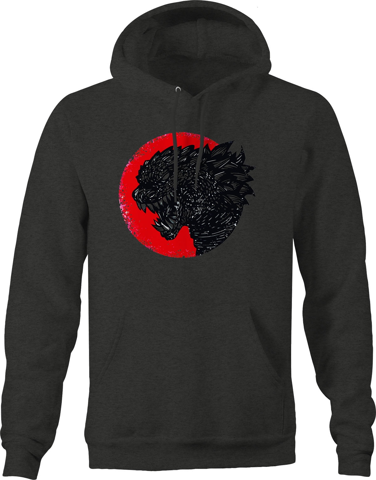 Godzilla Anime Japanese Cartoon Fleece Sweatshirt for Men 2XL Dark Grey ...