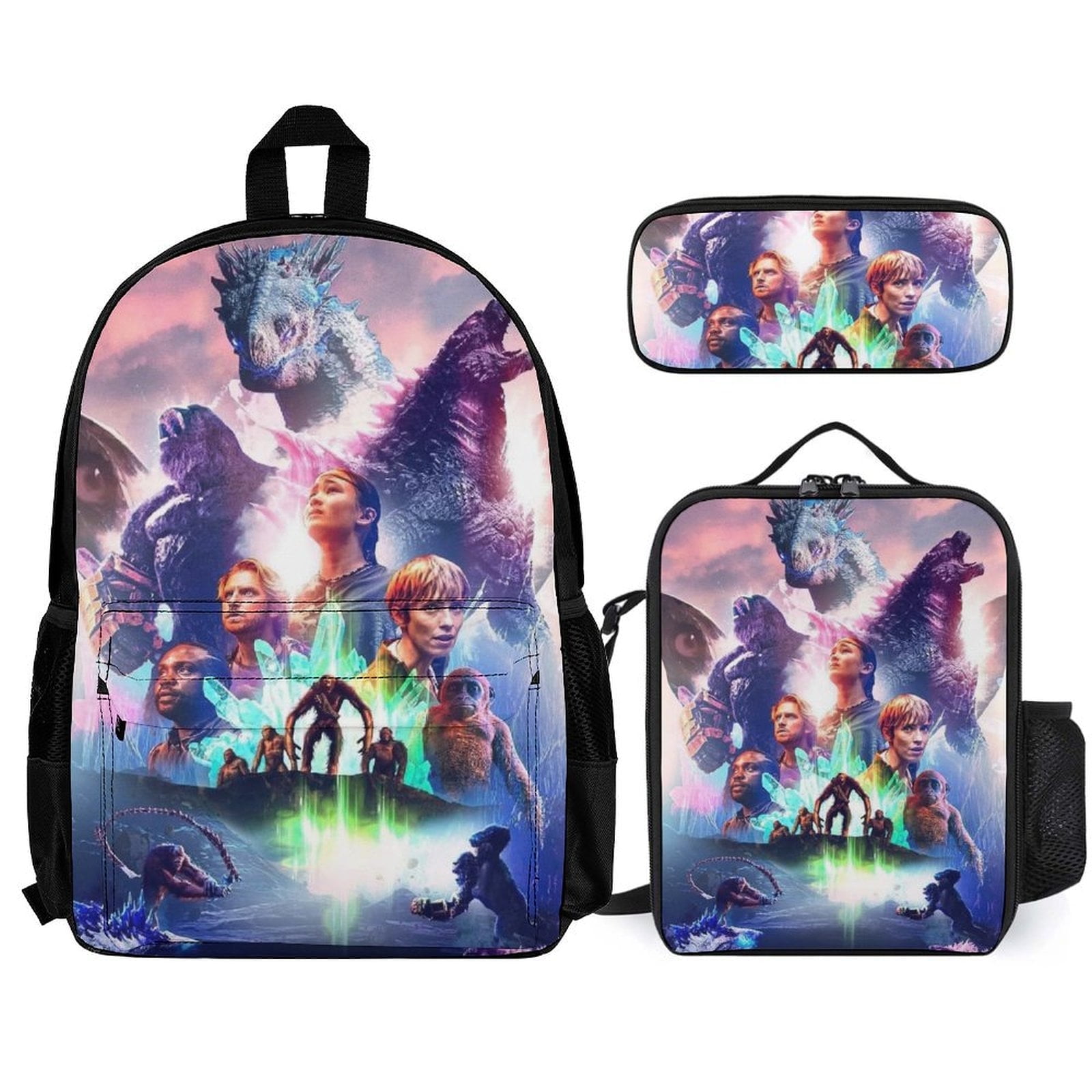 Godzilla Backpack, 3Pcs Anime Cartoon Backpack Cute Bookbag Set with ...