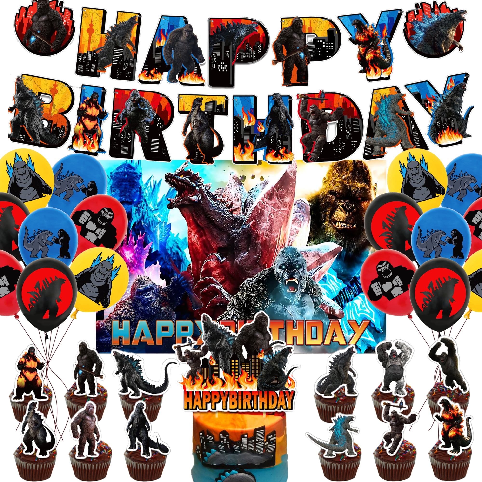 Walmart's Godzilla Theme Party Supplies Kit, Kids Birthday Decorations ...