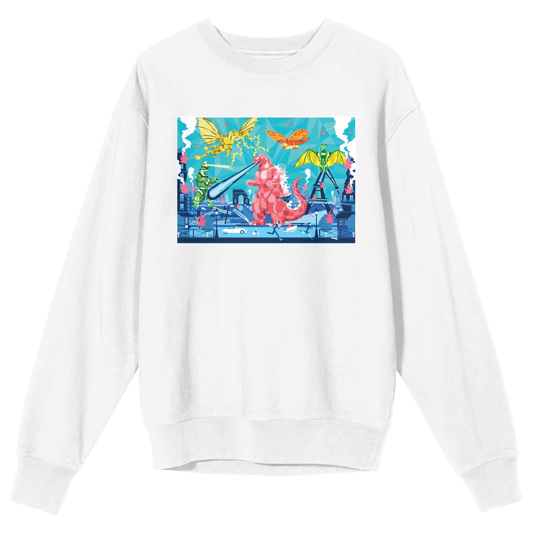 Godzilla Classic Adult White Crew Neck Sweatshirt-Medium - Walmart.com