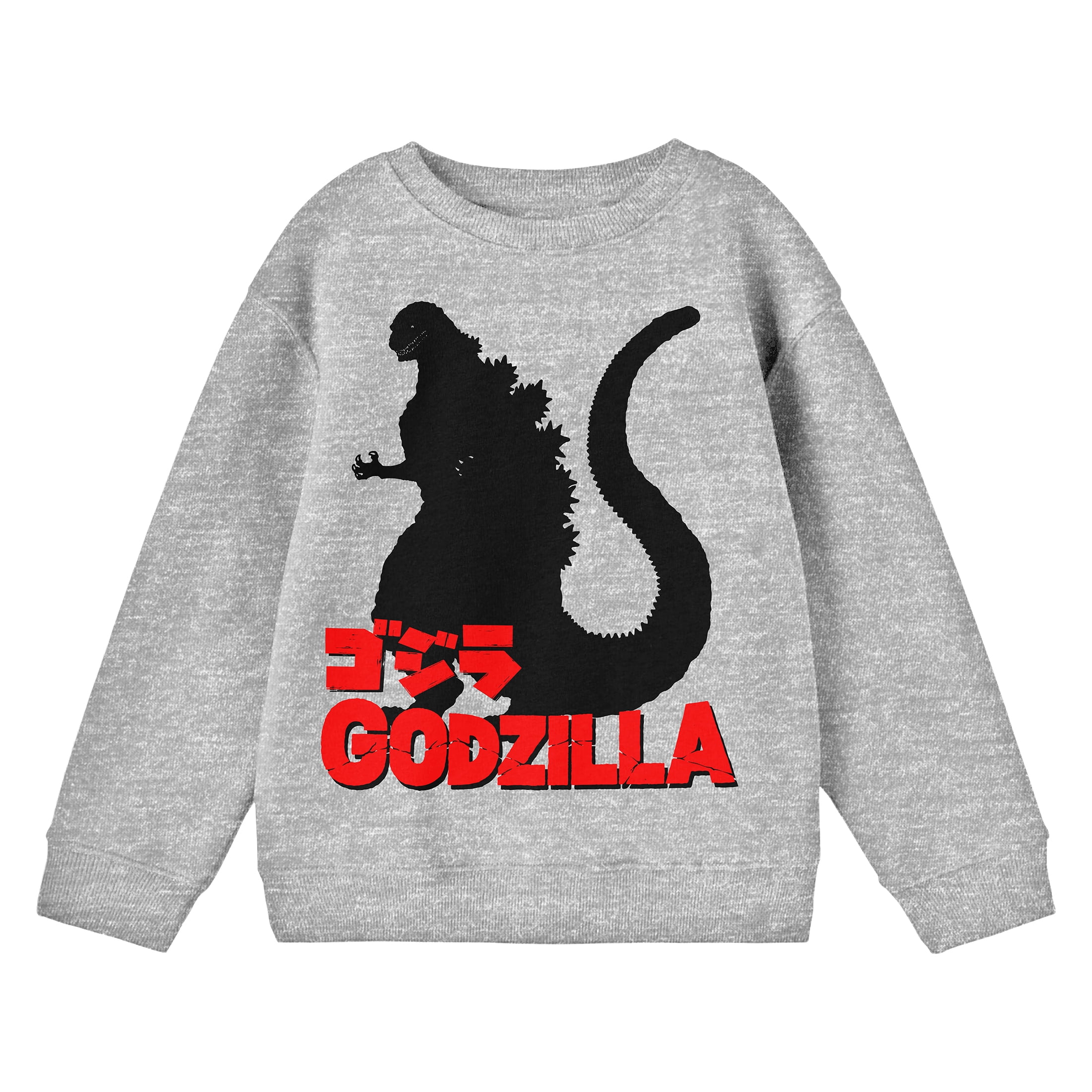 Godzilla Classic Character Silhouette with Kanji Text Youth Heather ...