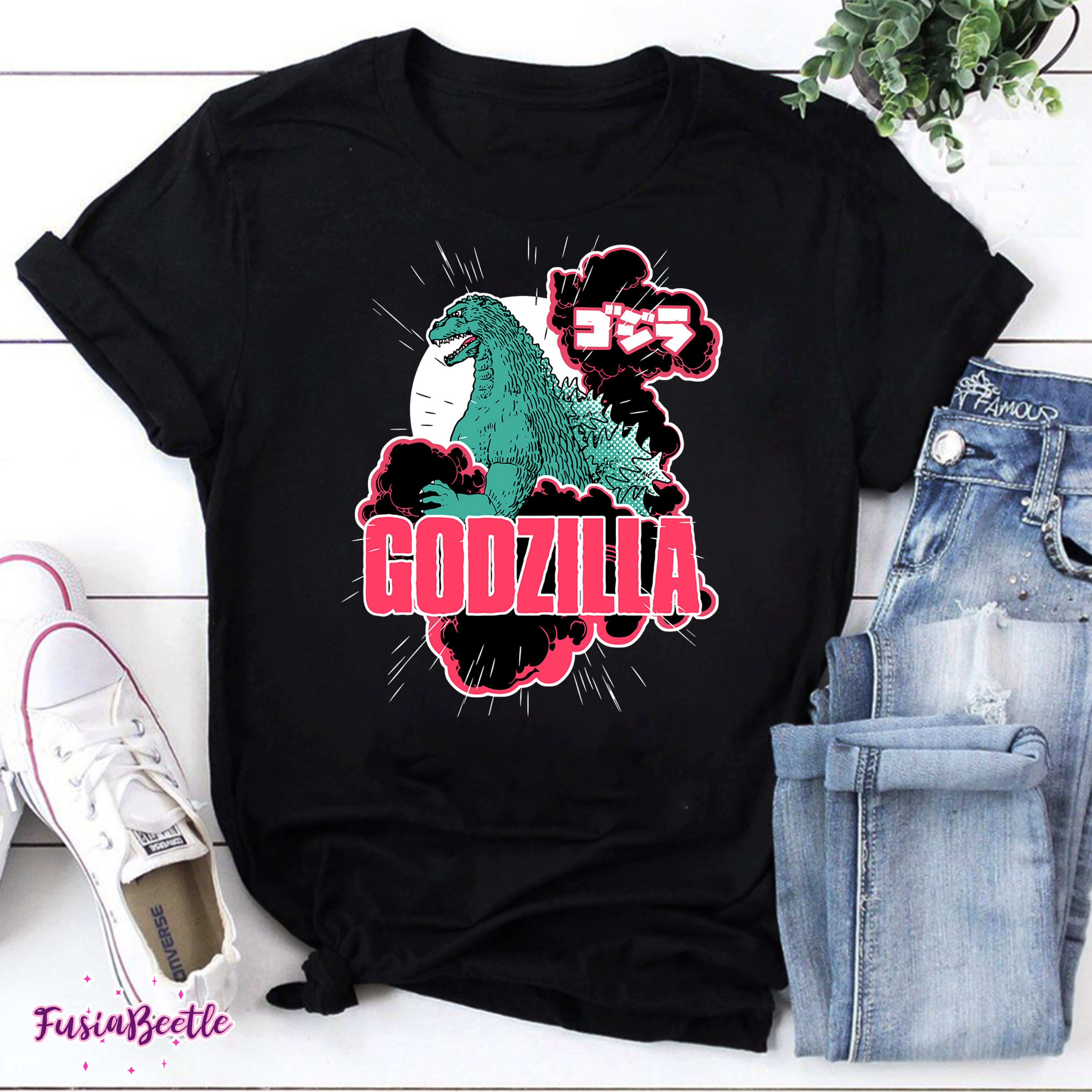Godzilla Classic King of Monsters God Side Graphic Vintage T-Shirt ...