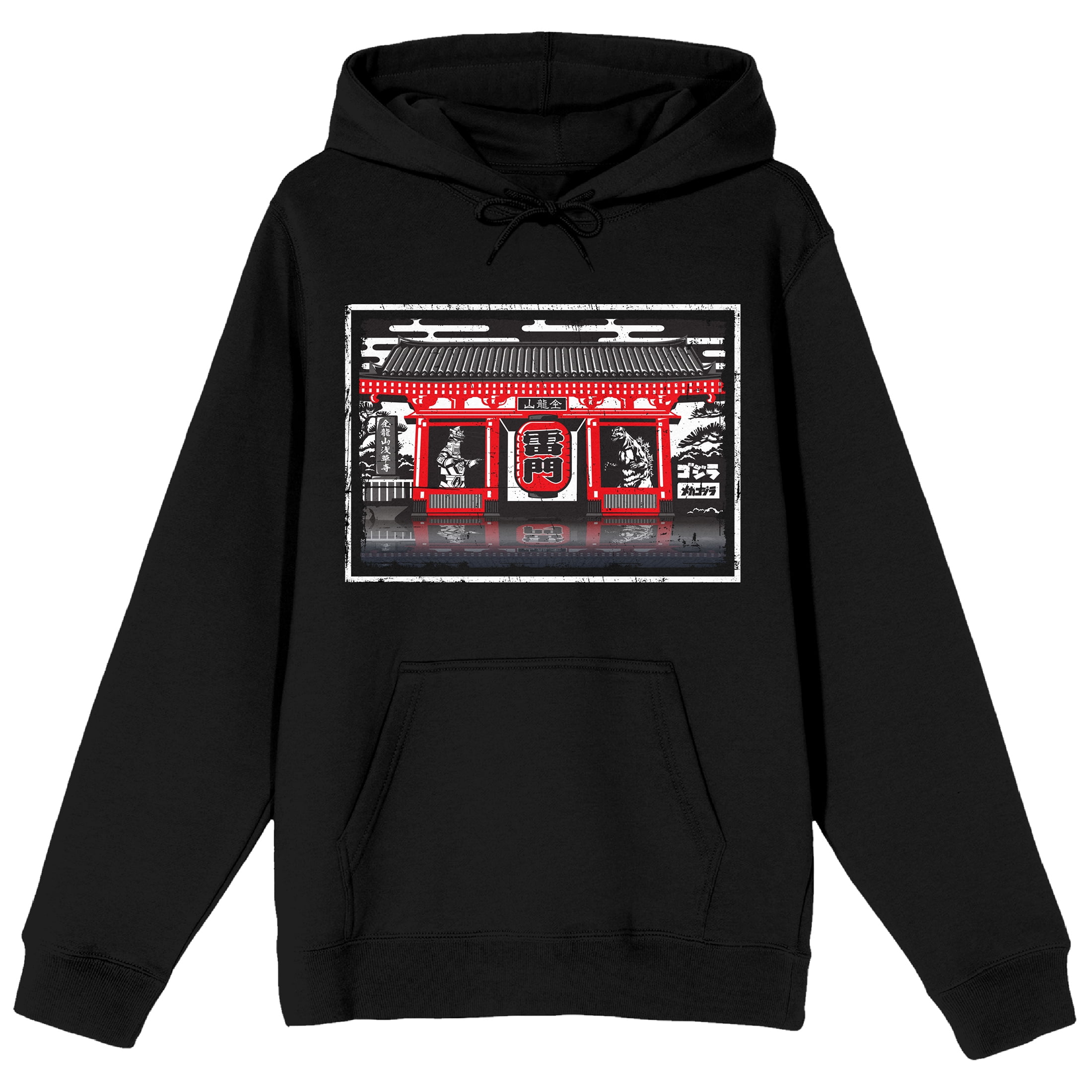 Godzilla Classic Shin and Mecha Shin in Pagoda Adult Black Hoodie ...
