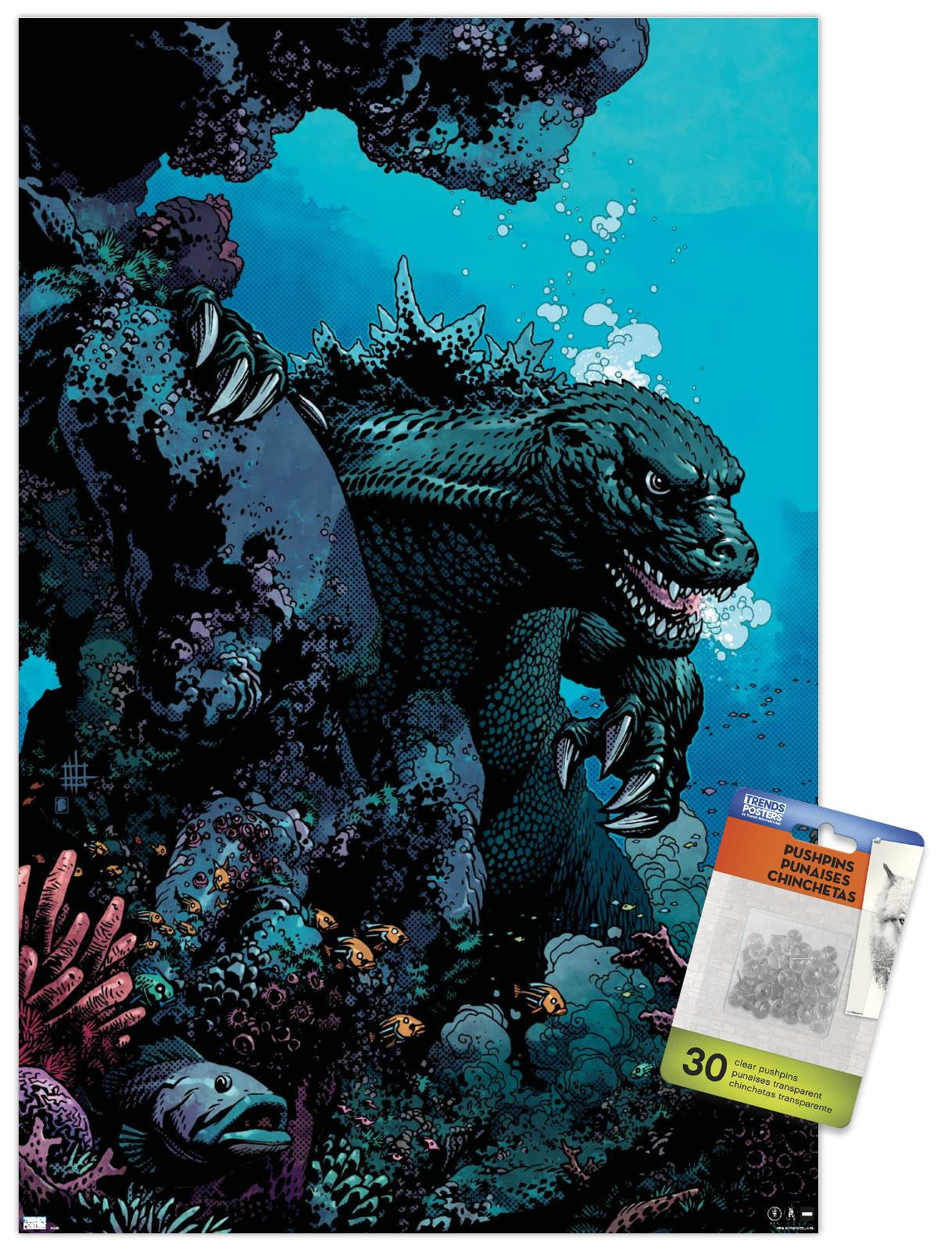 Godzilla: Comic - Ocean Wall Poster with Push Pins, 14.725" x 22.375 ...