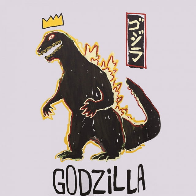 Godzilla Doodle with Crown Front and Back Print T-Shirt-3XLarge ...