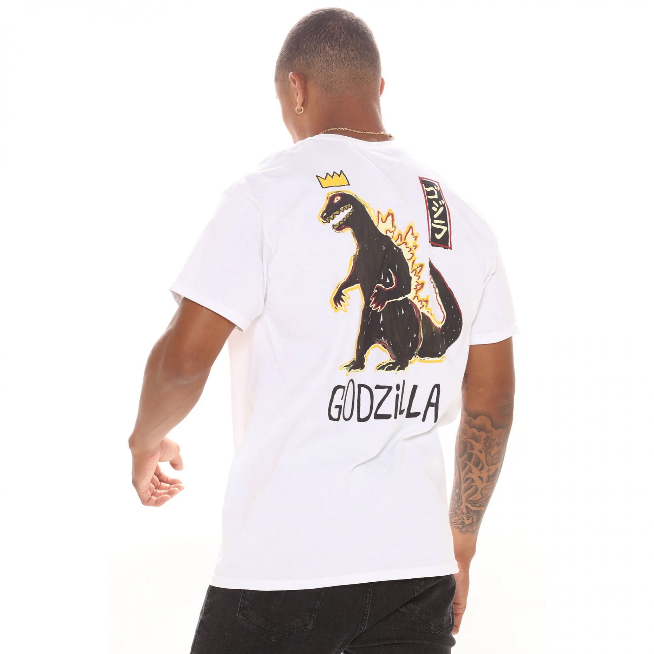 Godzilla Doodle with Crown Front and Back Print T-Shirt-Large - Walmart.com