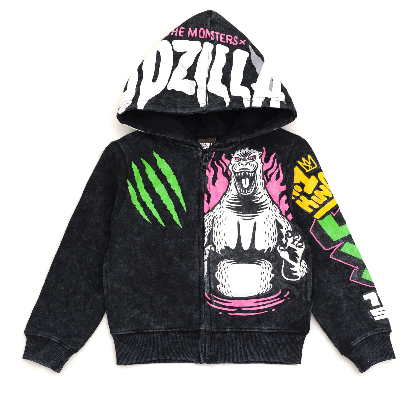 Godzilla Fleece Vintage Wash Matching Family Zip Up Hoodie Toddler to ...