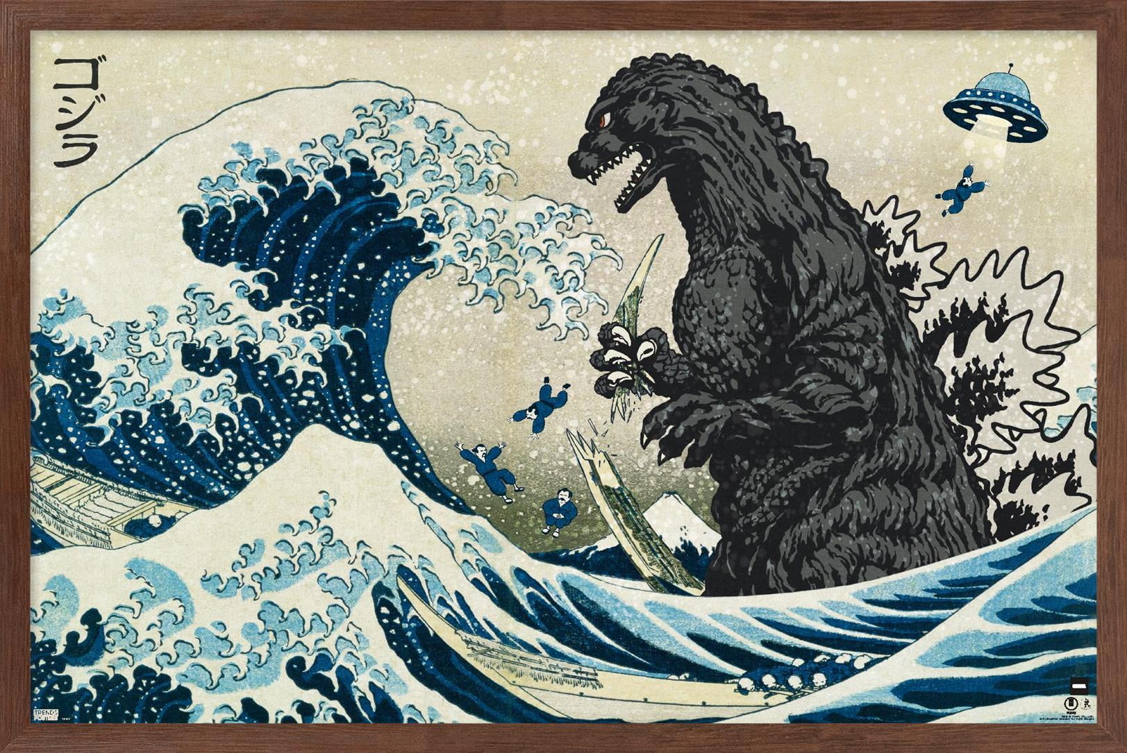 Godzilla - Great Wave Wall Poster, 14.725" x 22.375" Framed - Walmart.com