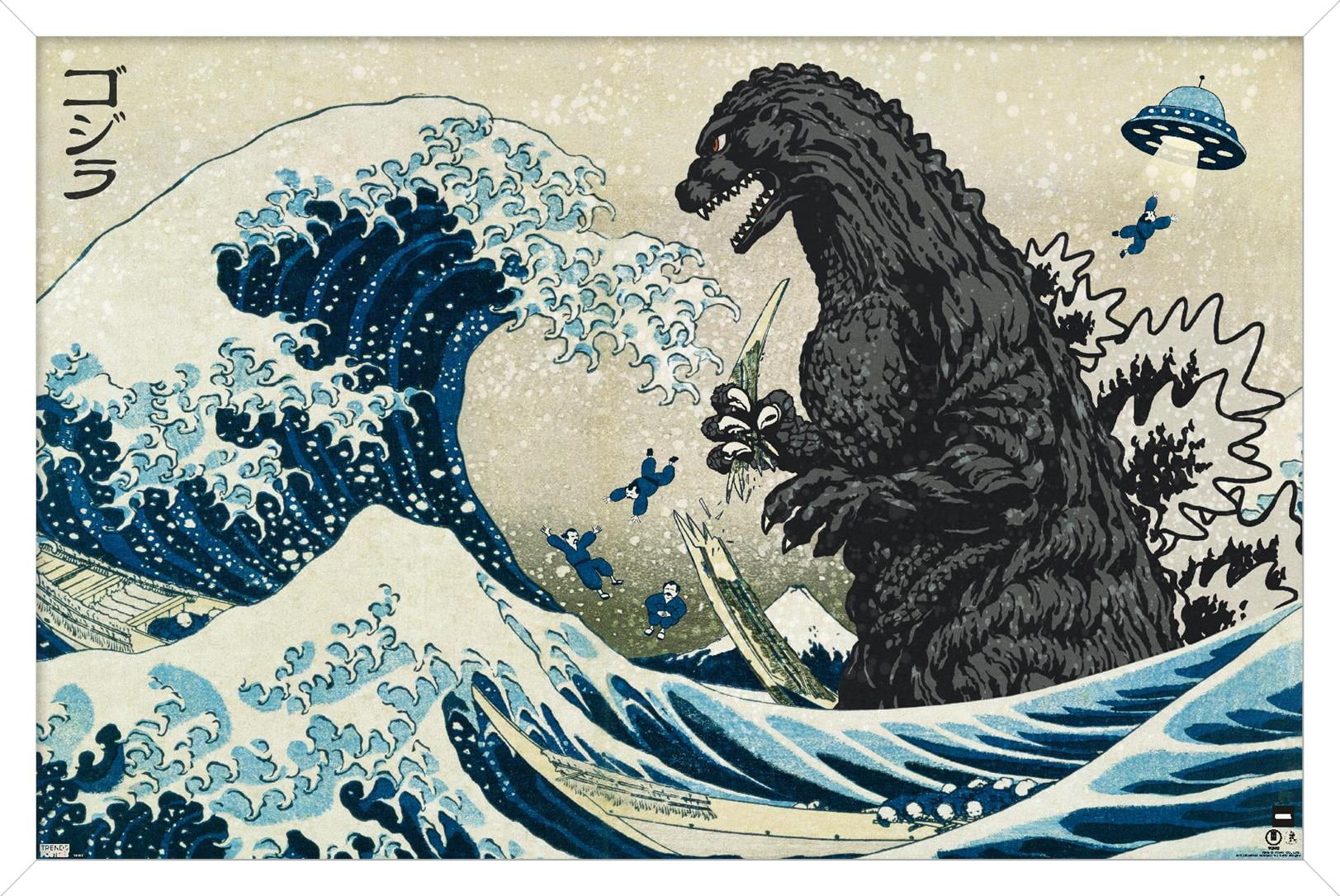 Godzilla - Great Wave Wall Poster, 22.375" x 34" Framed - Walmart.com