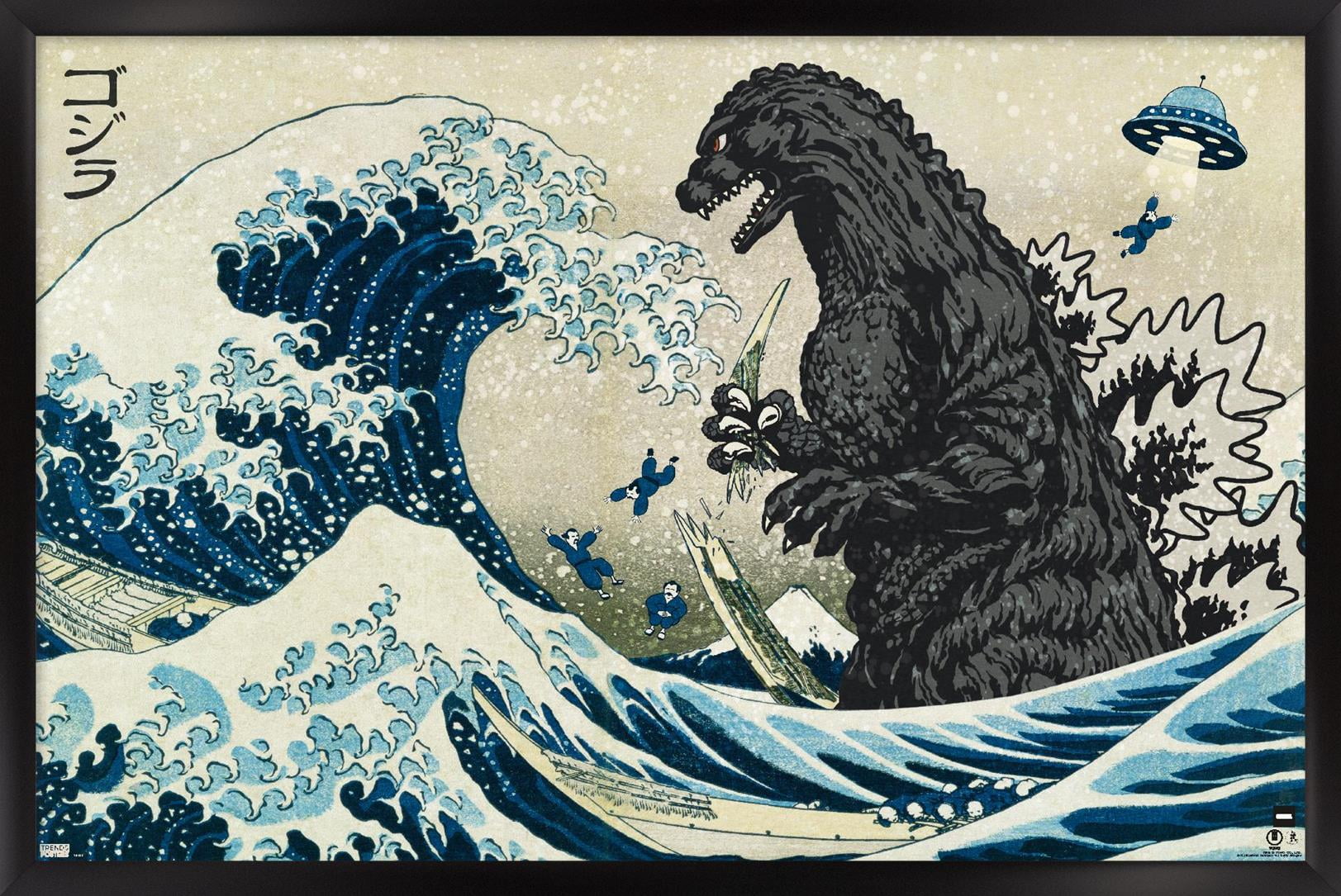 Godzilla - Great Wave Wall Poster, 22.375" x 34" Framed - Walmart.com