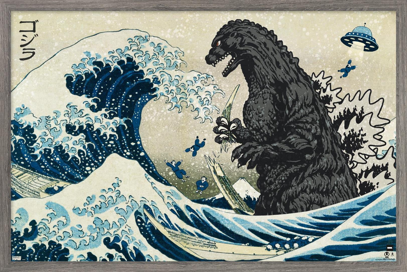 Godzilla - Great Wave Wall Poster, 22.375" x 34" Framed - Walmart.com