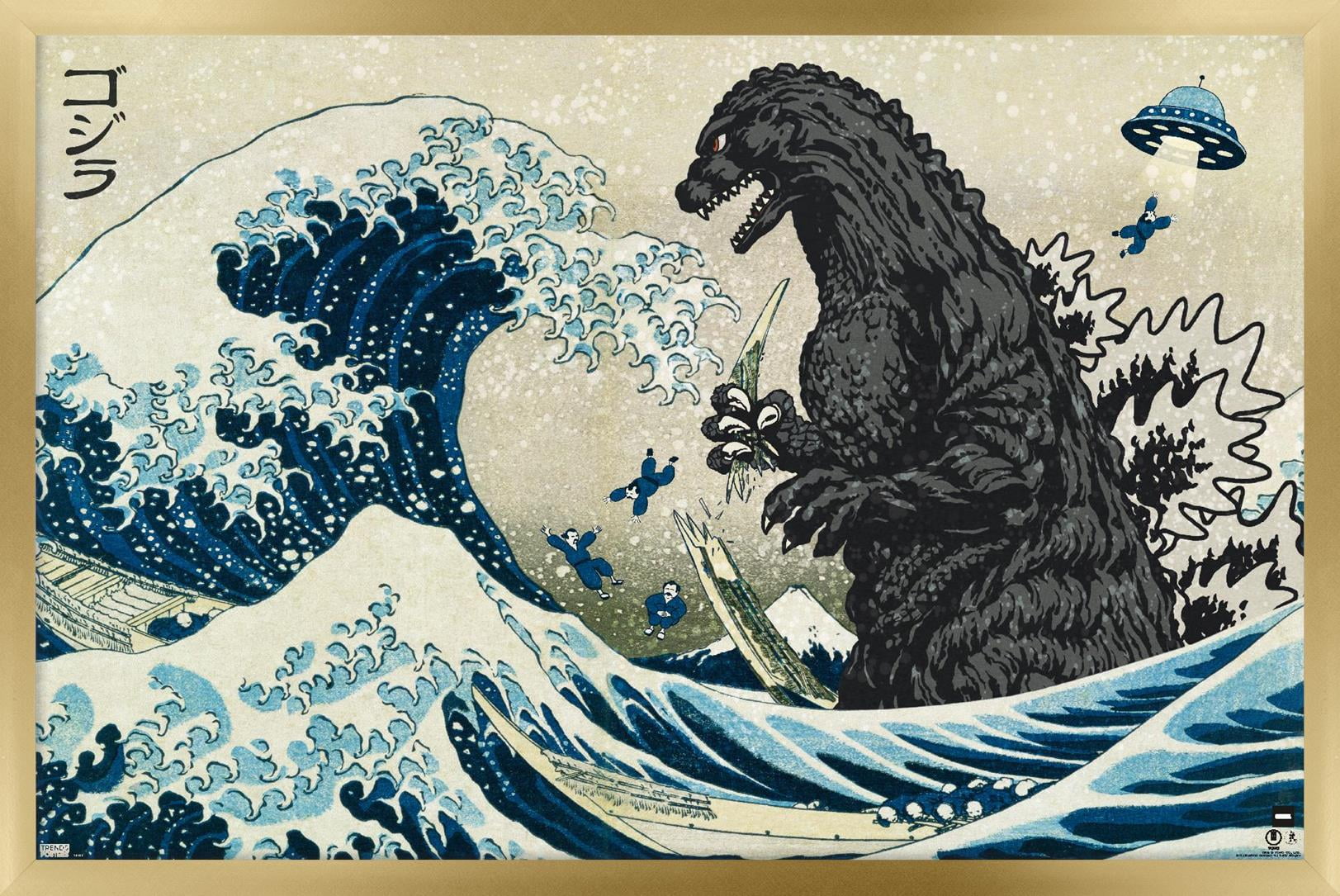Godzilla - Great Wave Wall Poster, 22.375" x 34" Framed - Walmart.com