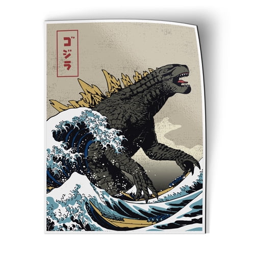 Godzilla Japanese Wave - 5" Magnet for Car Locker Refrigerator ...