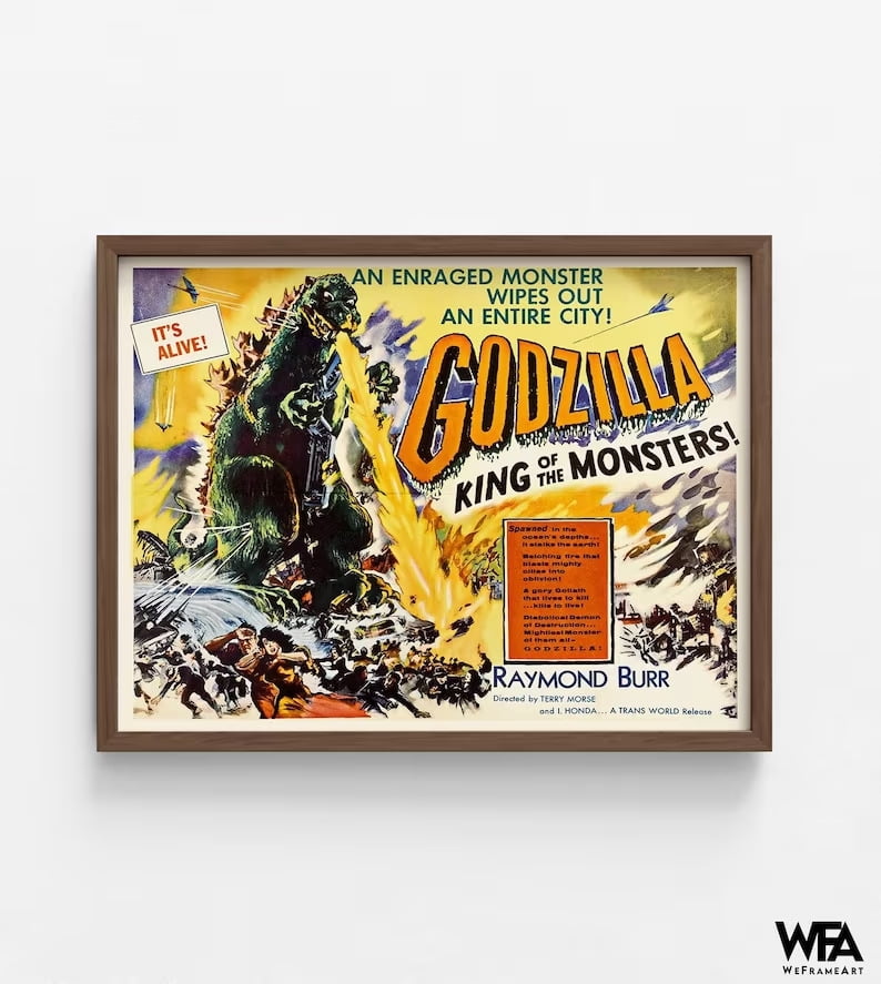 Godzilla, King of the Monsters by Hollywood Photo Archive, walnut frame ...