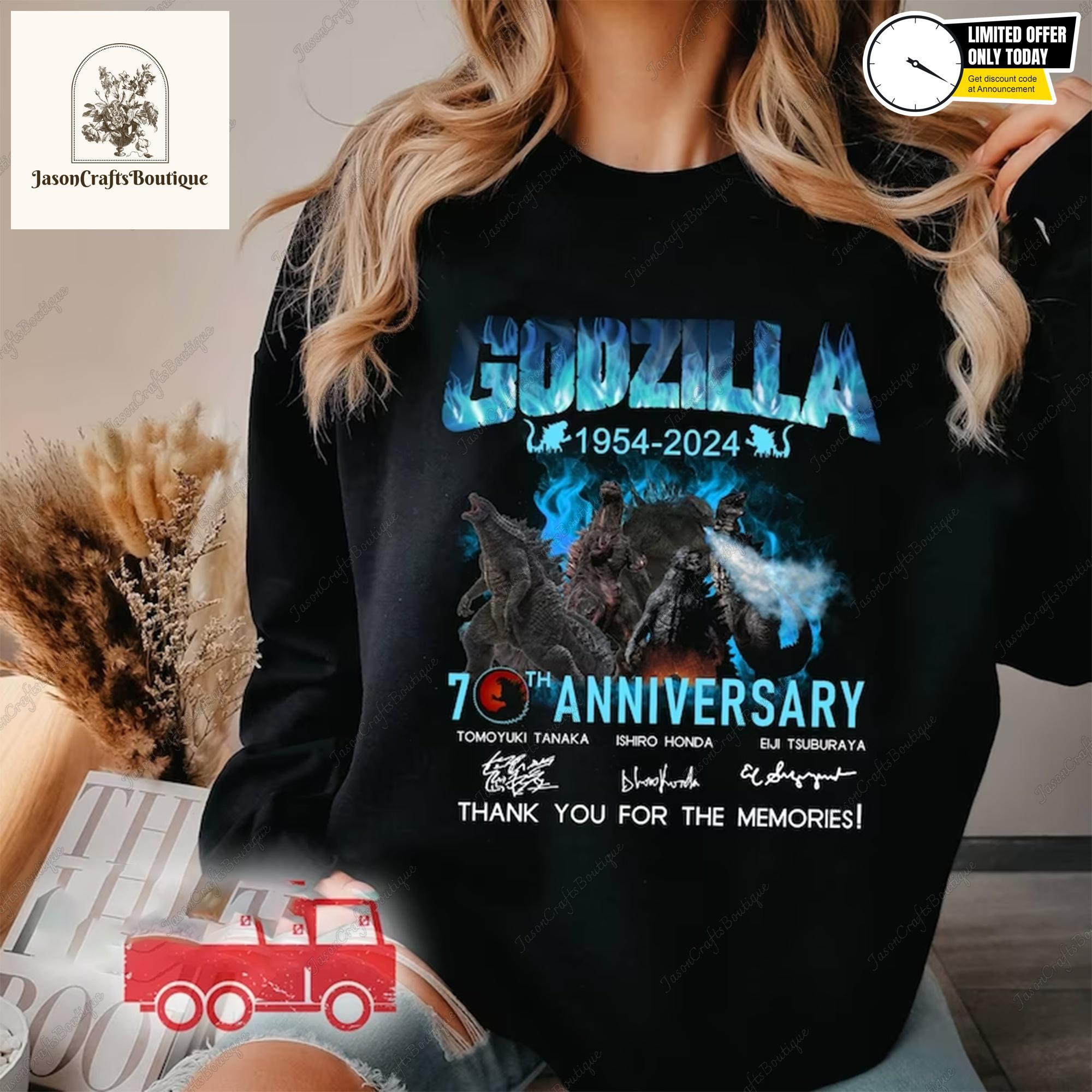 Godzilla Shirt, Godzilla 1954 2024 70th Anniversary Thank You For The ...