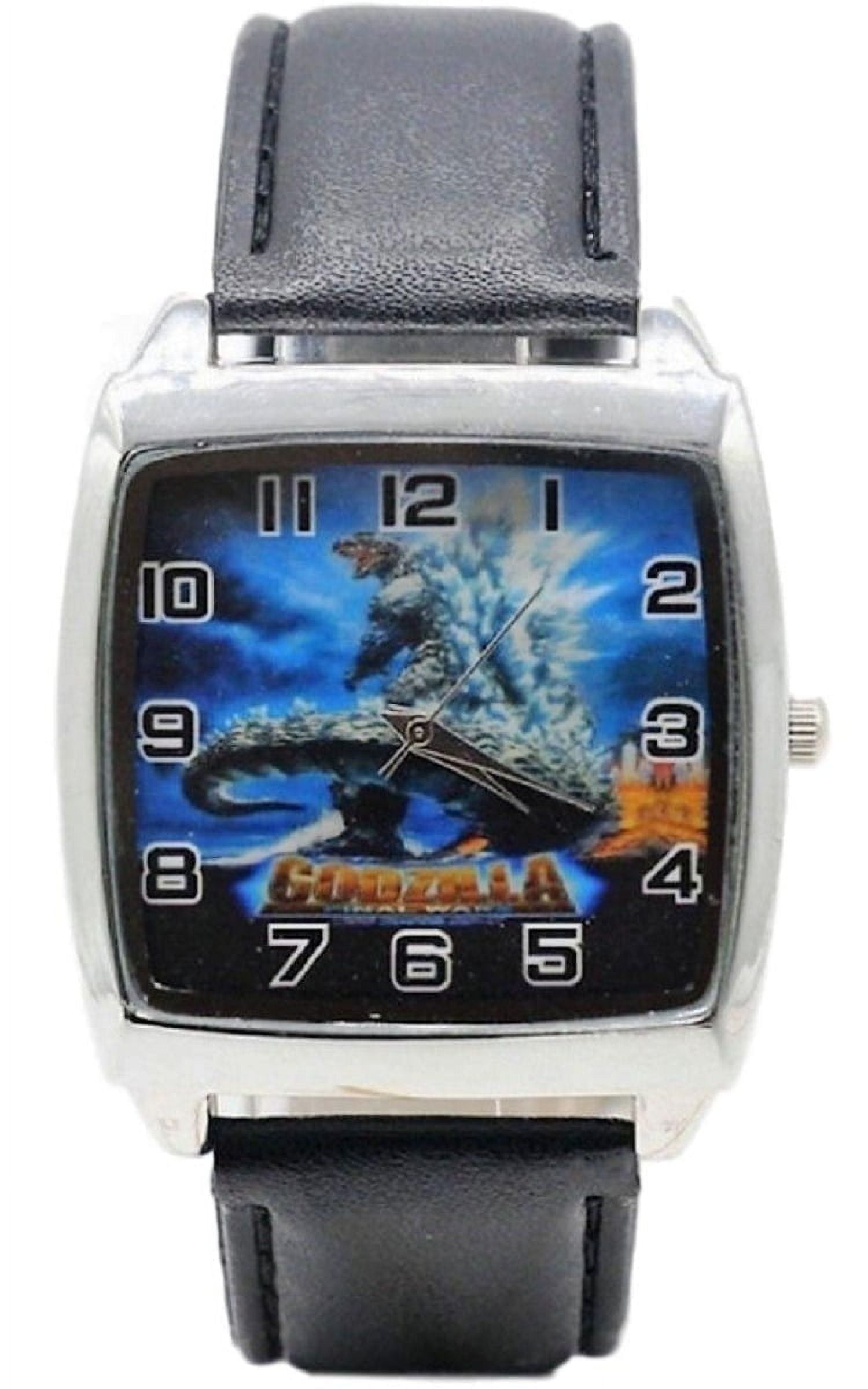 Godzilla Quartz Movement Square Face Wrist Watch with Black Leather ...