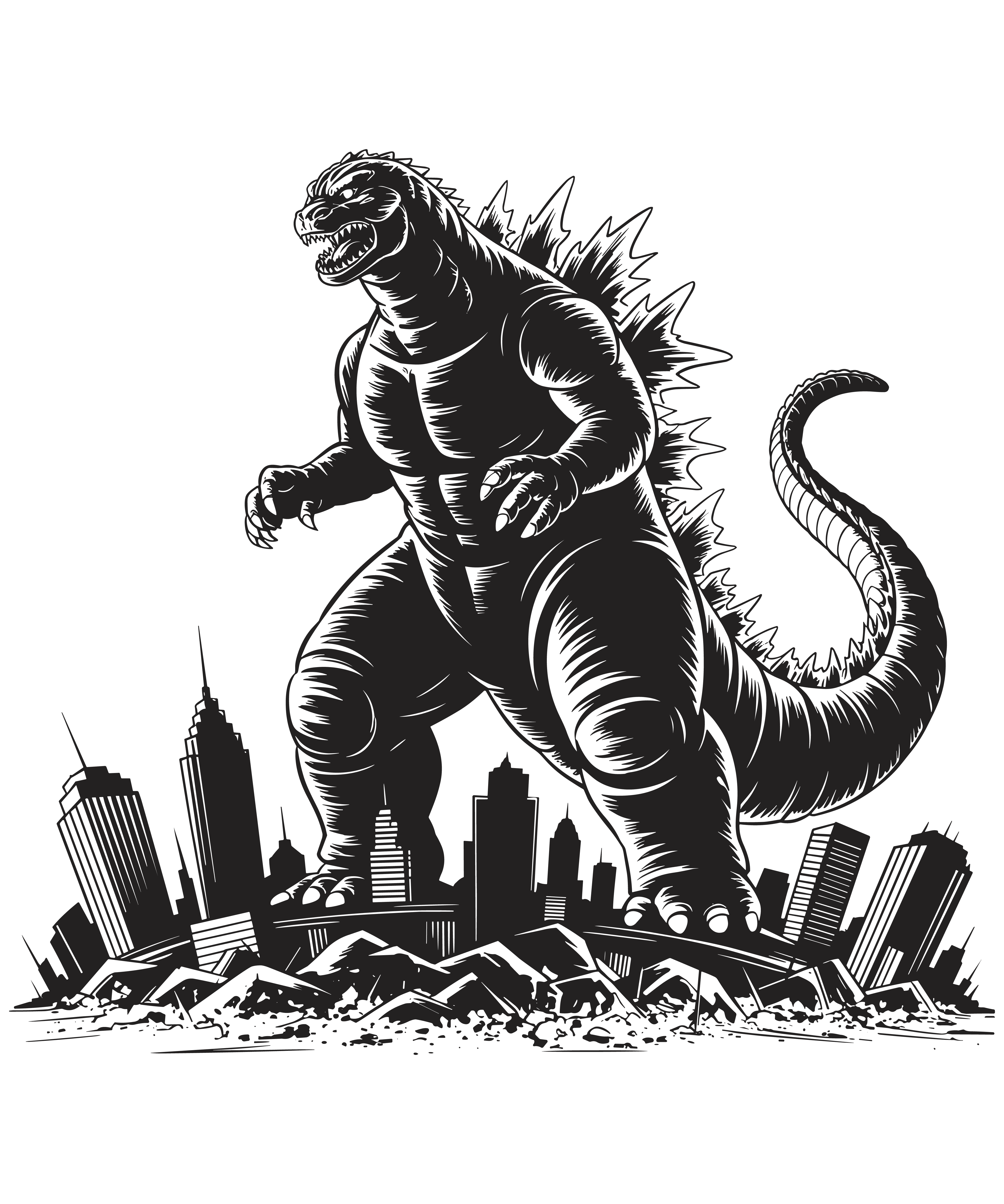 Godzilla Stomping in the City Edible Icing Image Cake Topper, by Tnct ...