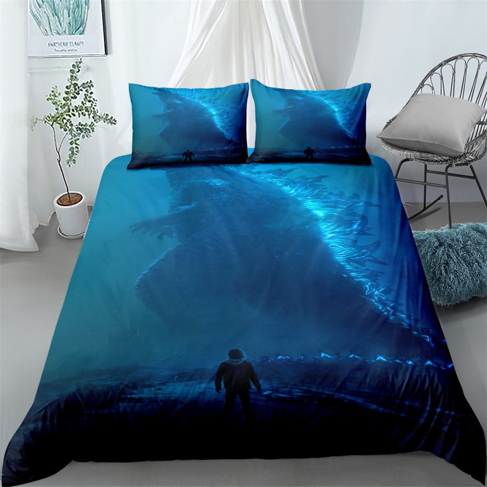 Godzilla VS King Kong hot new printed bed sheet + pillow + quilt kit ...