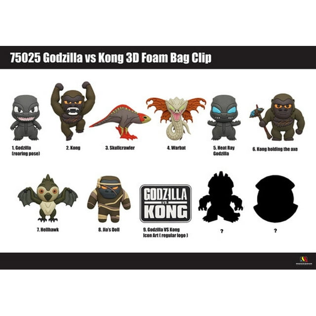 Godzilla Vs Kong 3D Foam Bag Clips in Blind Bag, Monogram, Gifts ...