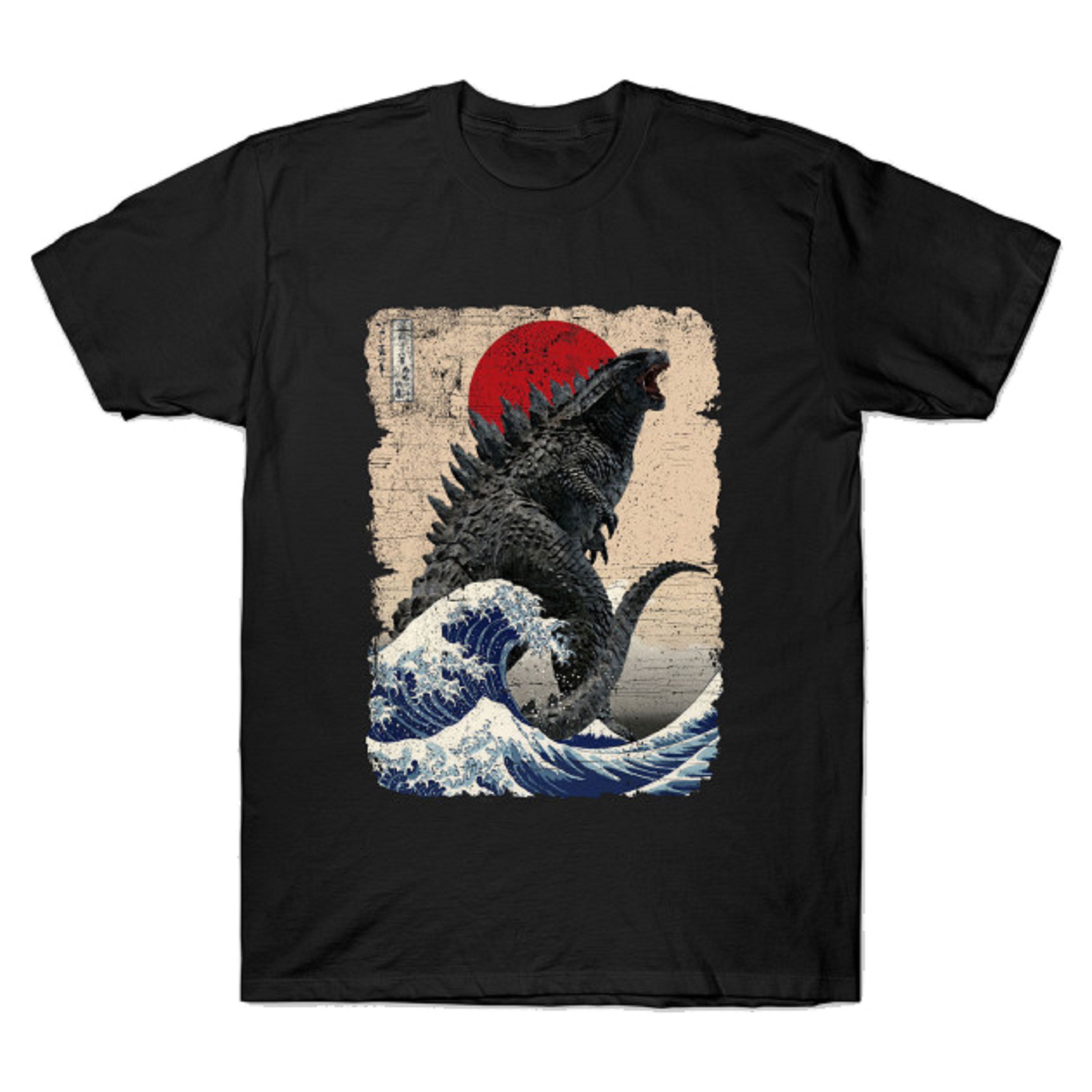 Godzilla and the Wave T Shirt For Man Women Unisex M - Walmart.com