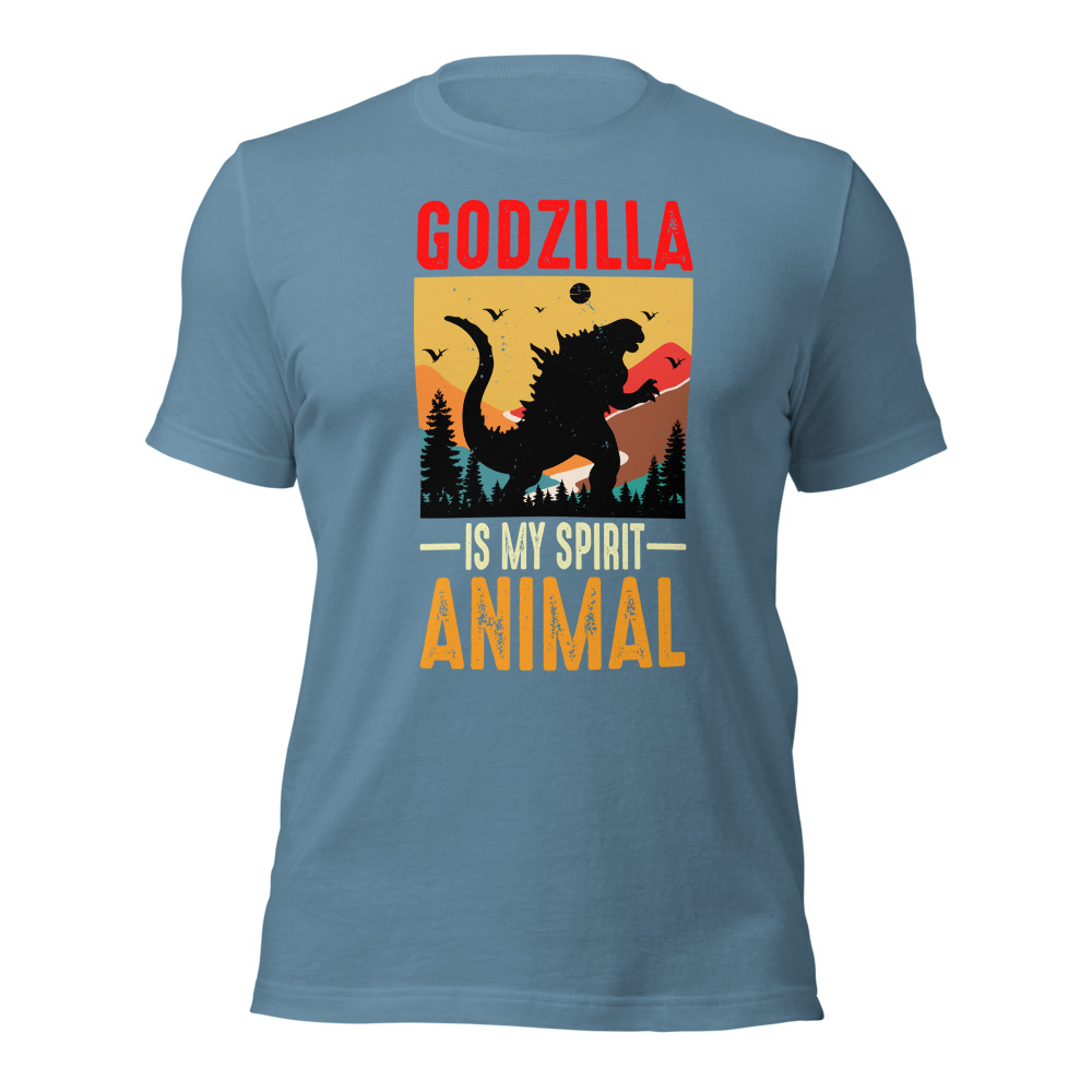 Godzilla is my spirit animal retro Unisex t-shirt (Steel Blue, S ...