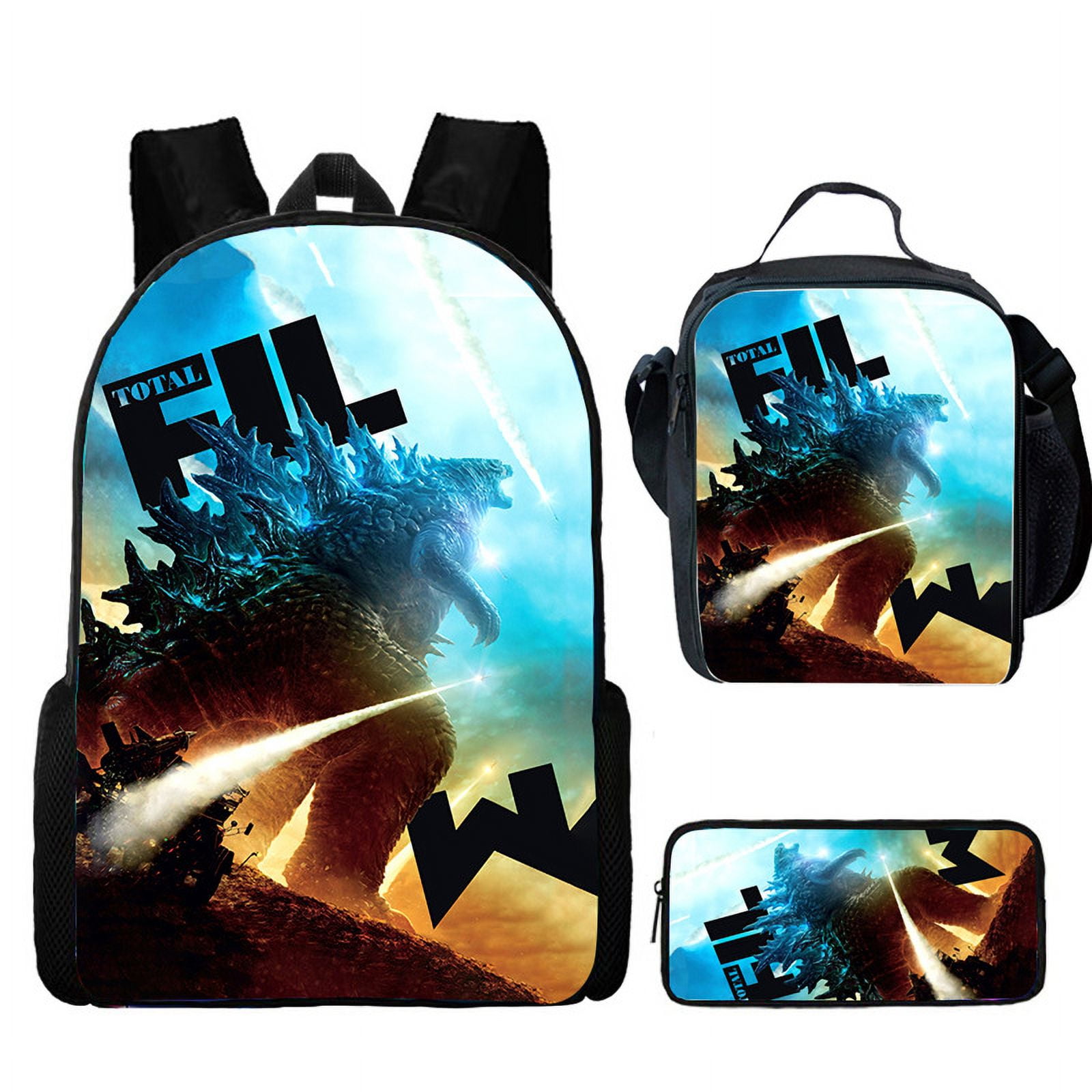 Godzilla satchel meal bag satchel three-piece computer backpack for ...