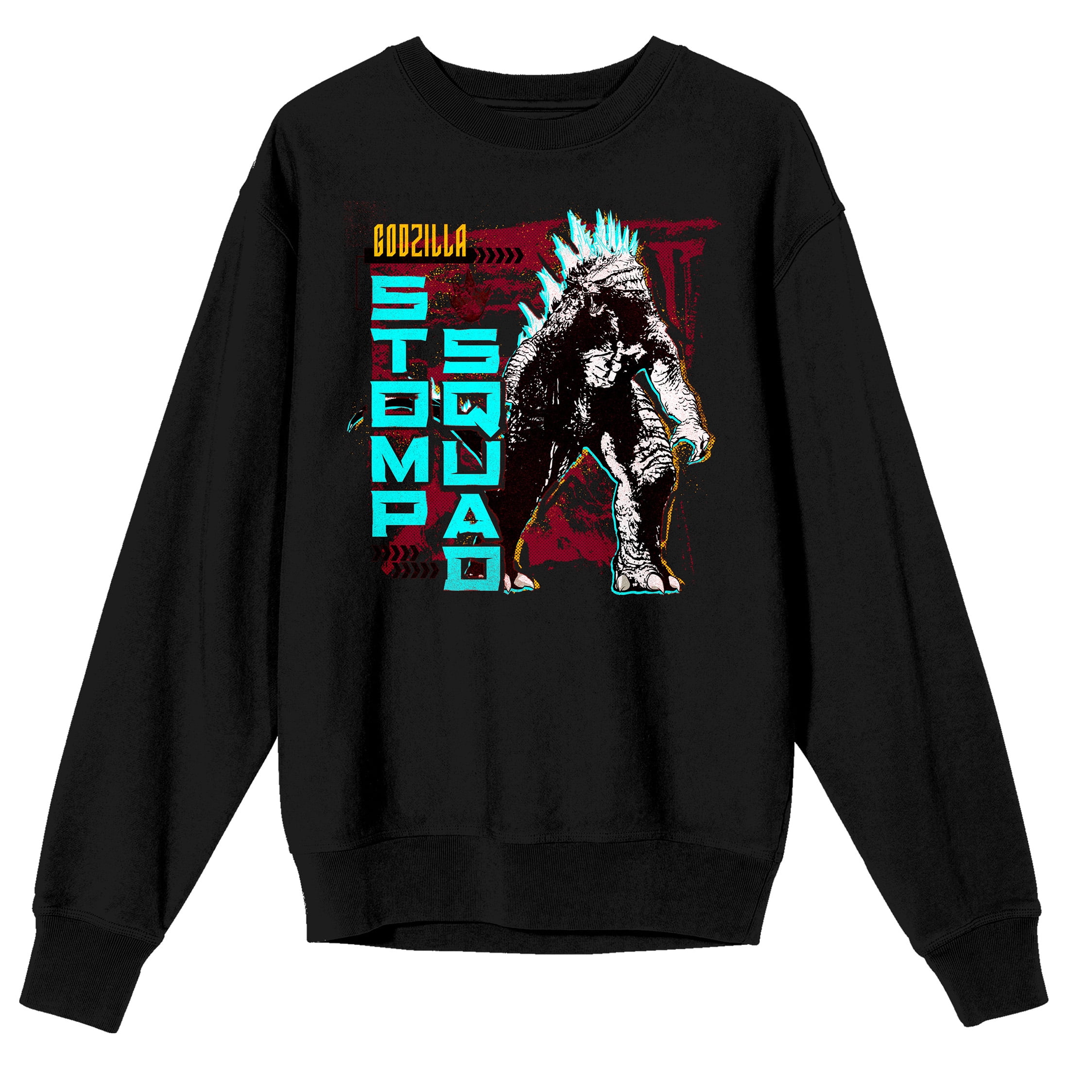 Godzilla vs. Kong Stomp Squad Adult Black Crew Neck Sweatshirt-Medium ...