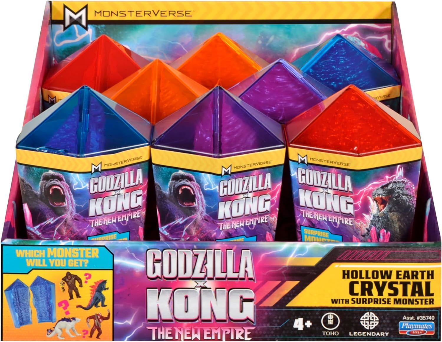Godzilla vs. Kong Playmates Toys with Mystery Monster, 2 Mini Figure, 4 ...