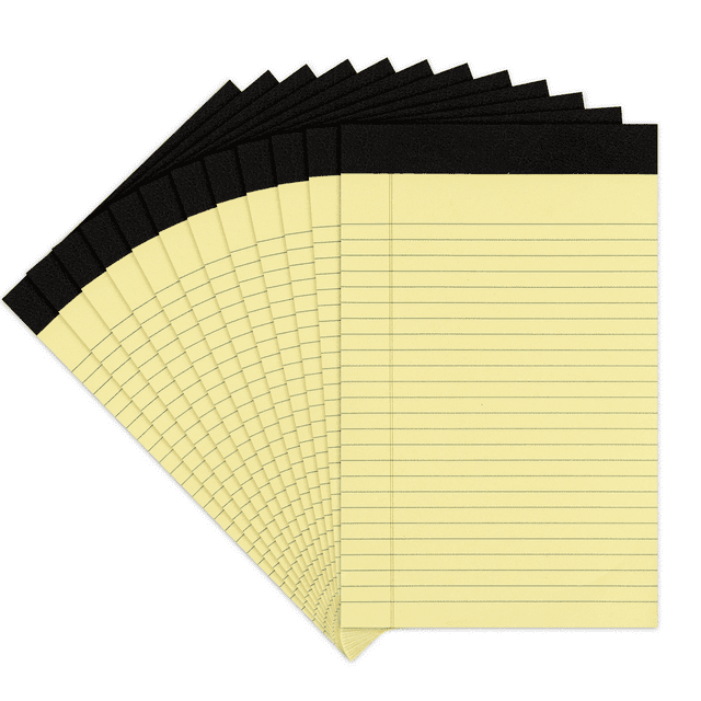Goefun 12 Pack Yellow Legal Pads 8.5 x 11-50 Sheets per Notepad, Wide ...