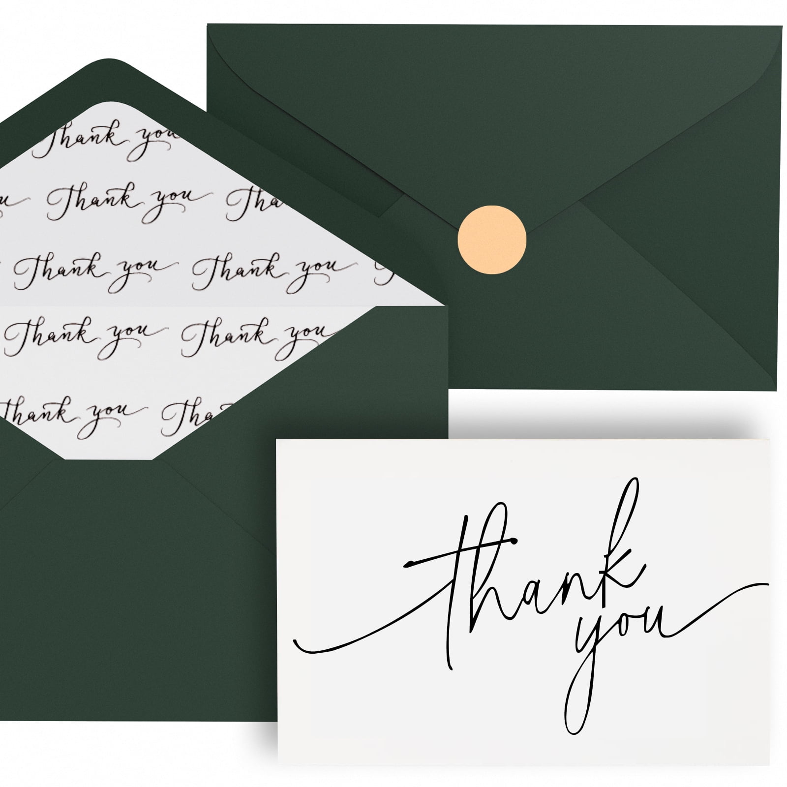 Goefun 144 Thank You Cards with Envelopes Bulk Pack 4×6 Green Blank ...