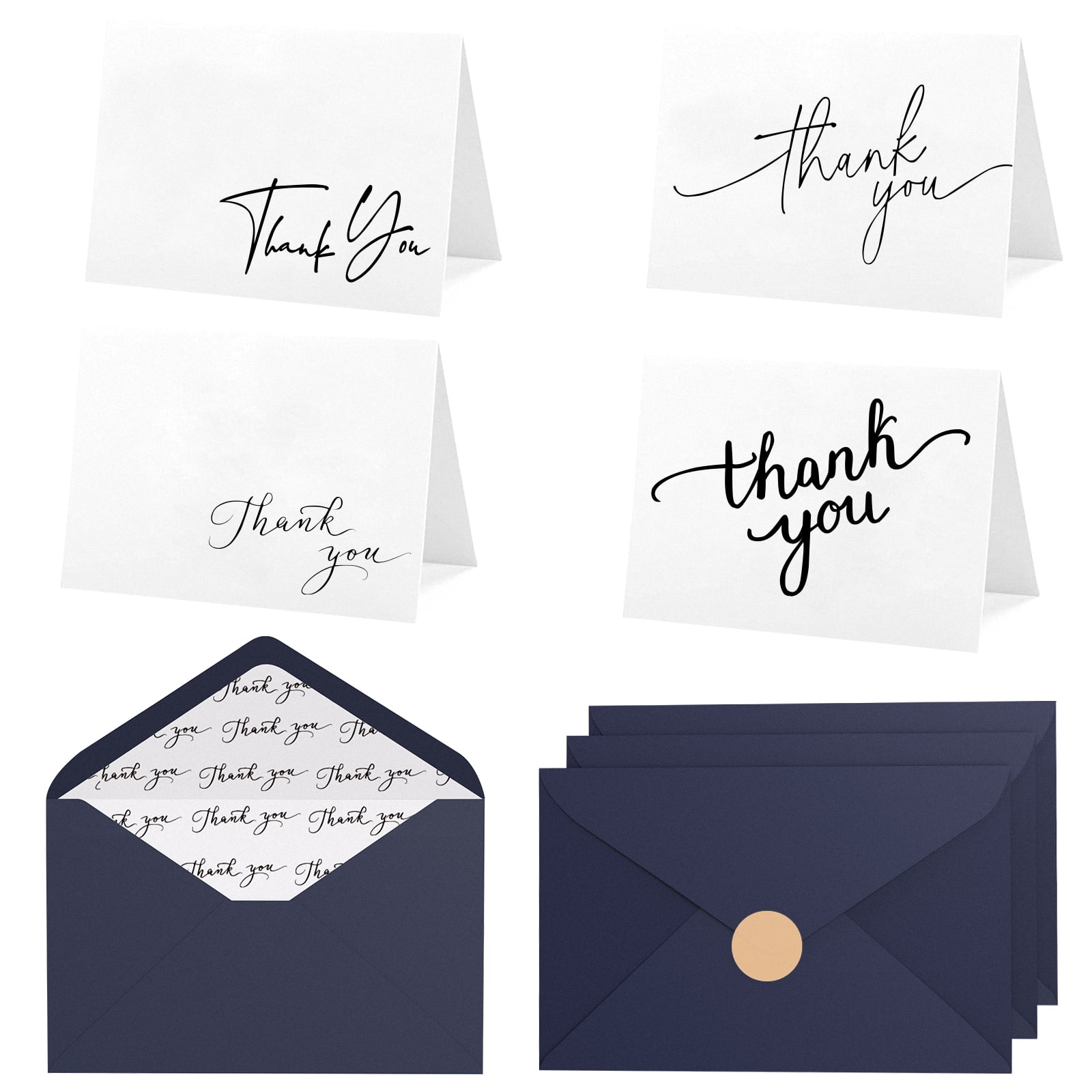 Goefun Thank You Paper Greeting Cards, Navy Blue, 144 Pieces - Walmart.com