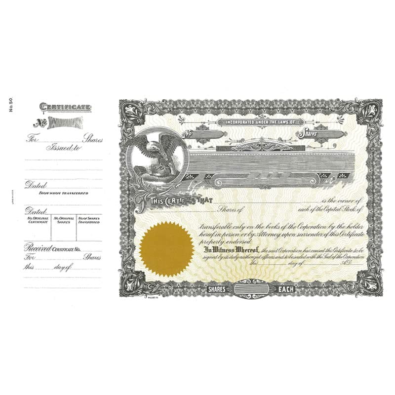 Goes 50 Corporation Stock Certificate, Certificate Stock, Size 8-1/2" x ...