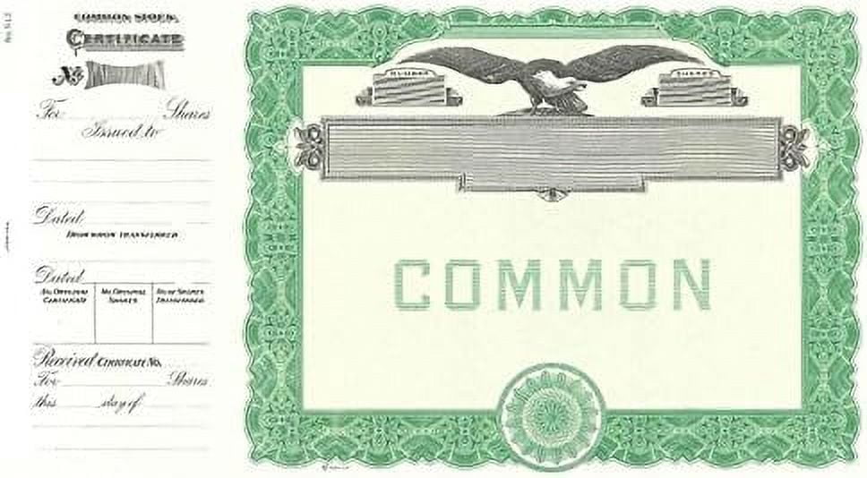 Goes 512 Blank Common Stock Certificate - Pack of 25 - Walmart.com