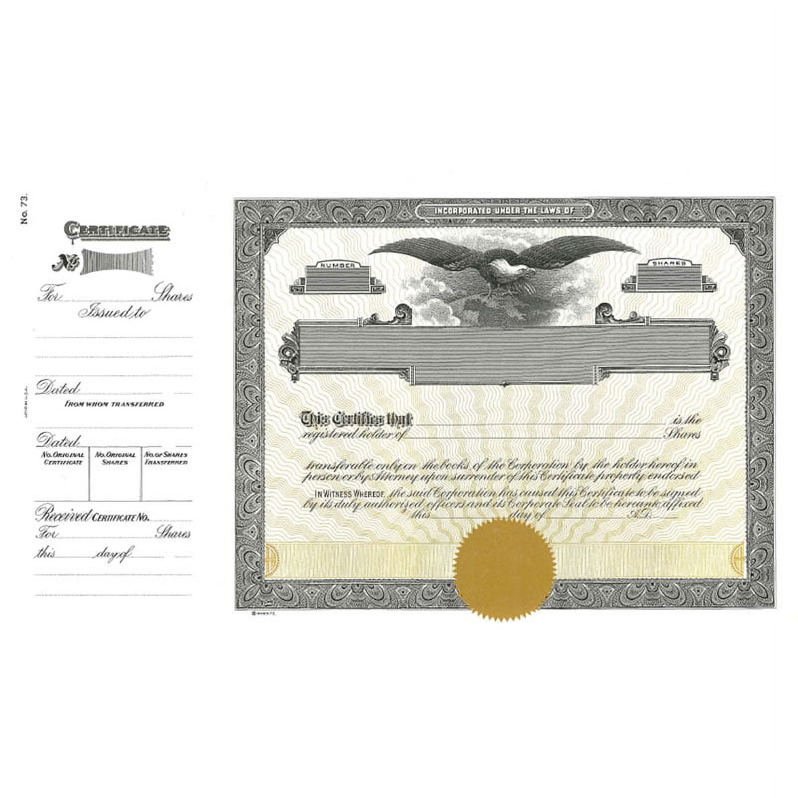 Goes 73 Corporate Stock Certificate, Certificate Paper Stock, Size 8-1/ ...