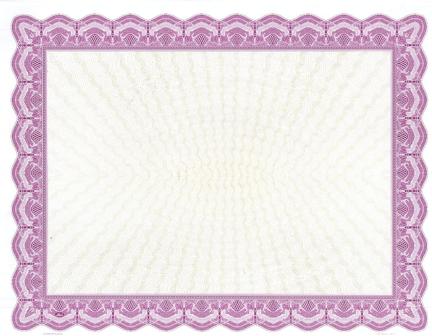Goes Bison Series No. 34615 Blank Certificate with Lavender Border ...