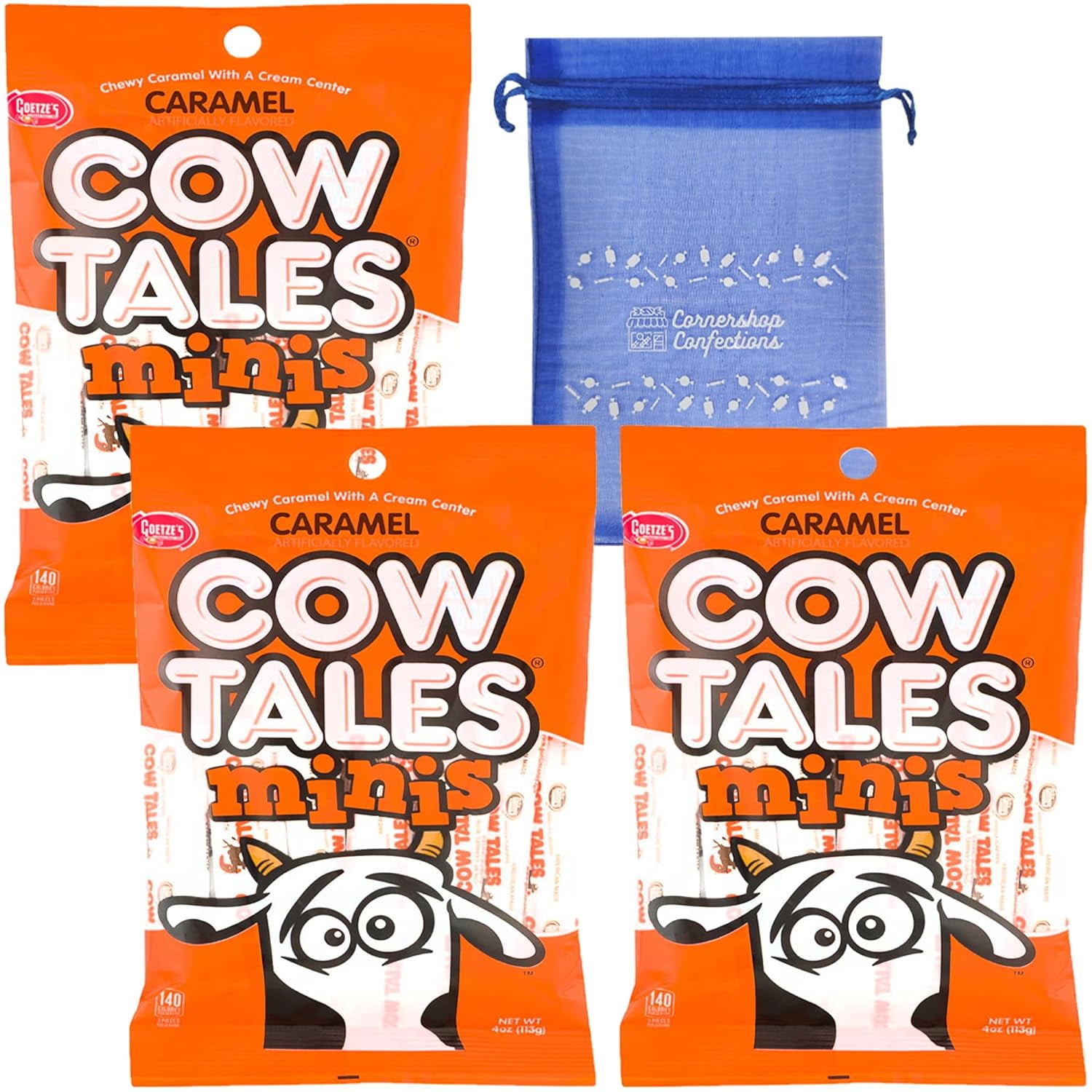 Goetze Mini Caramel Flavored Cow Tales 30 Piece Bundle - Caramel ...