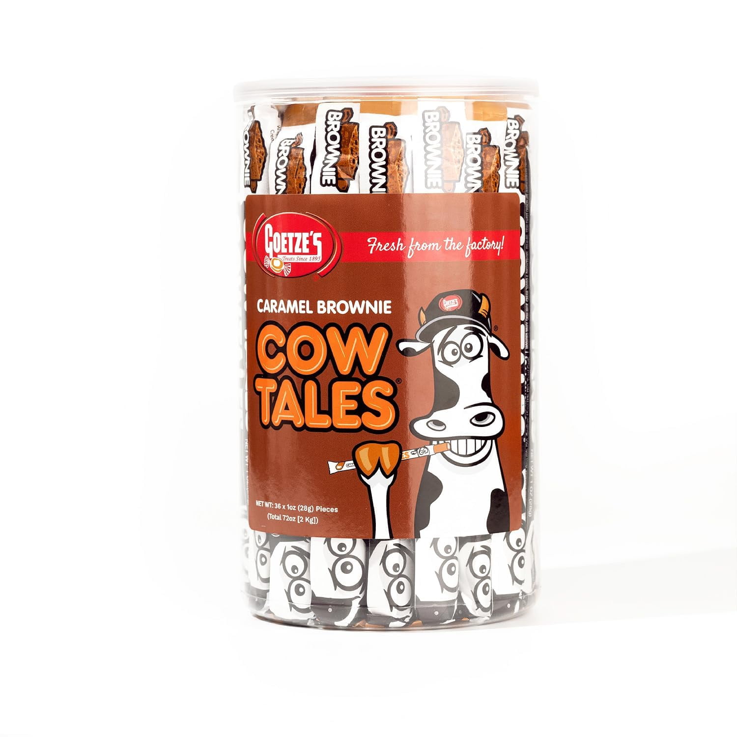 Goetze's Candy Caramel Brownie AIF9 Cow Tales - 2.25 Pound Canister (36 ...