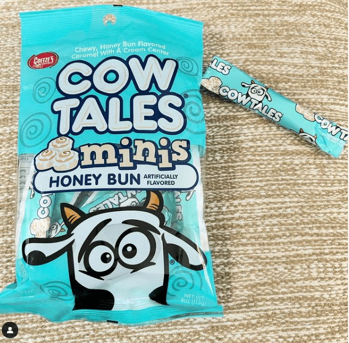 Goetze's Candy Honey Bun Cow Tales Minis, Creamy Caramel Chewy Candy, 4 ...