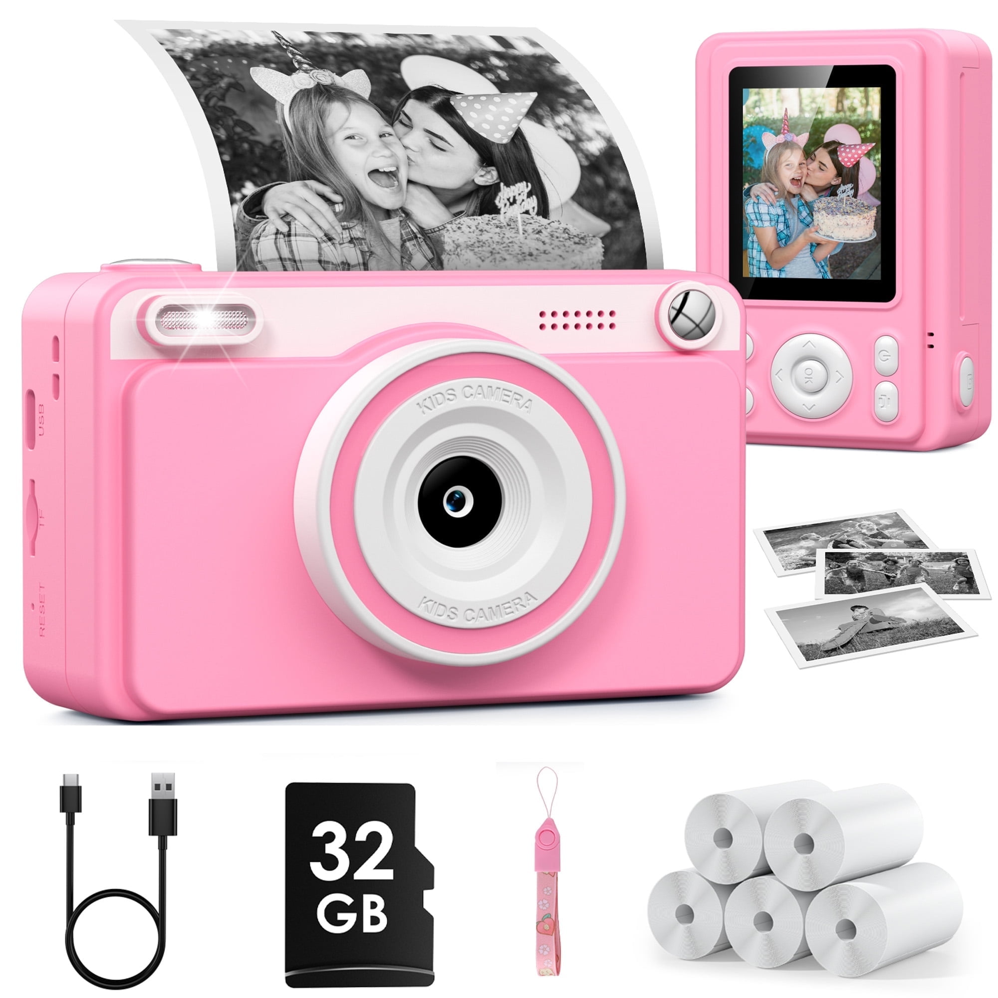 Gofunly Pink Kids Instant Print Camera,Digital Toy Cameras for Boys ...