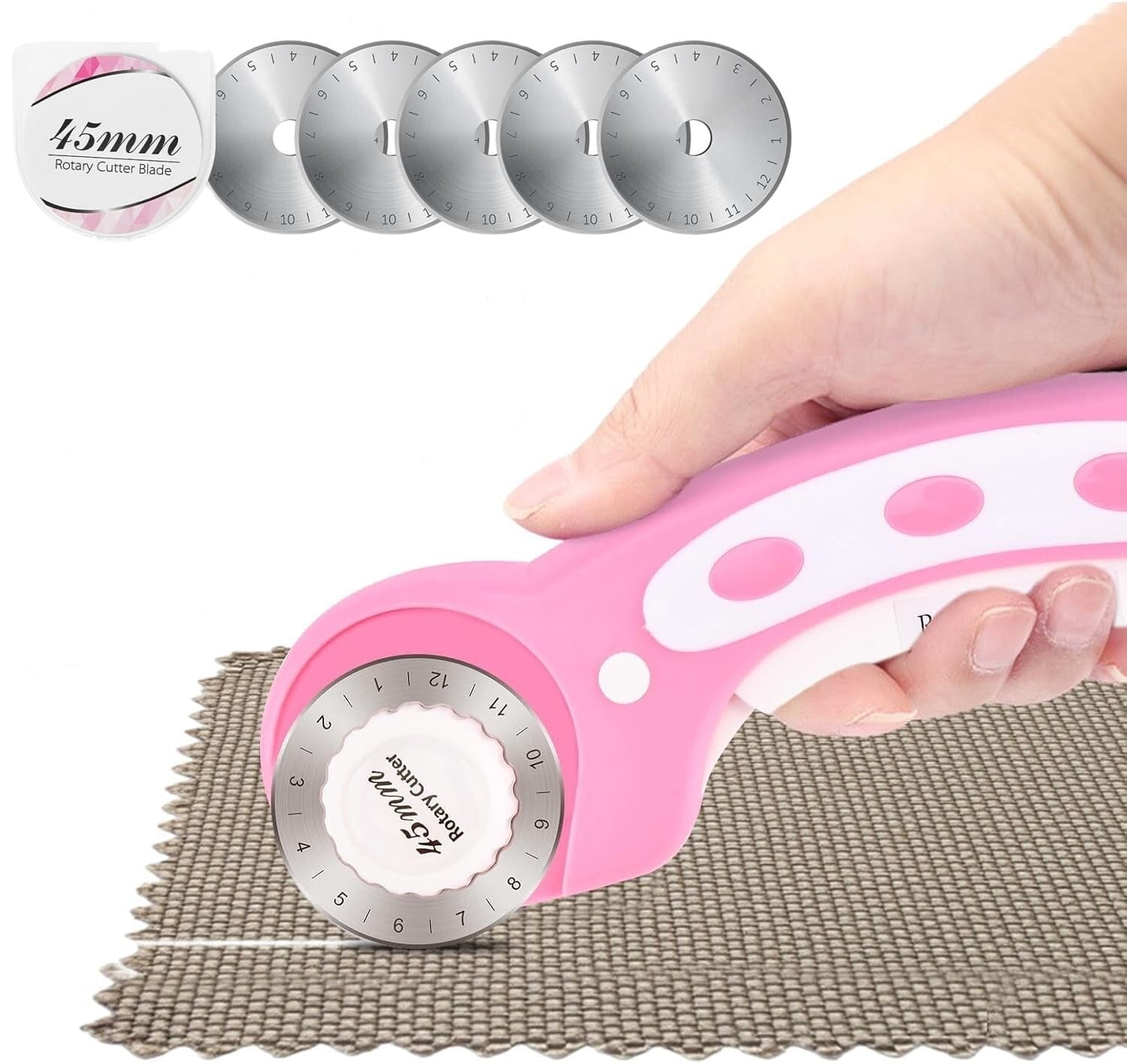 Gogcaro 45mm Rotary Cutter for Fabric with 10pcs Replacement Blade ...