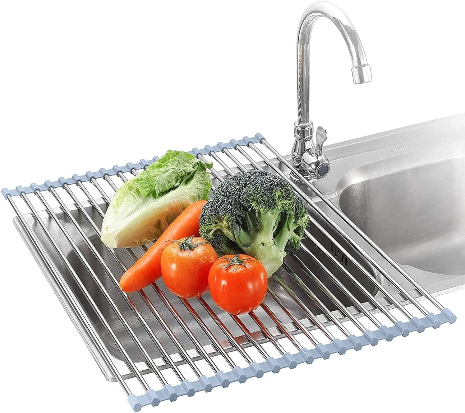 Gogcaro Expandable Roll Up Dish Drying Rack,Over The Sink Drying Rack ...