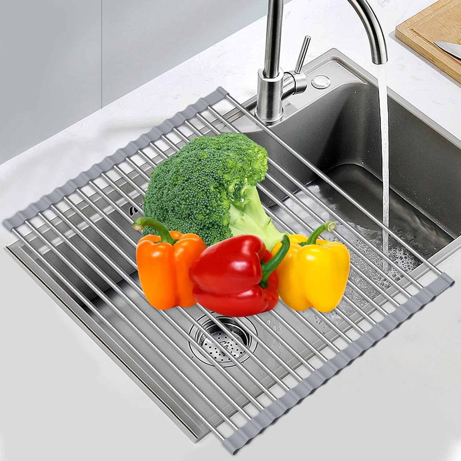 Gogcaro Roll up Dish Drying Rack Over The Sink Kitchen Roll up Sink ...
