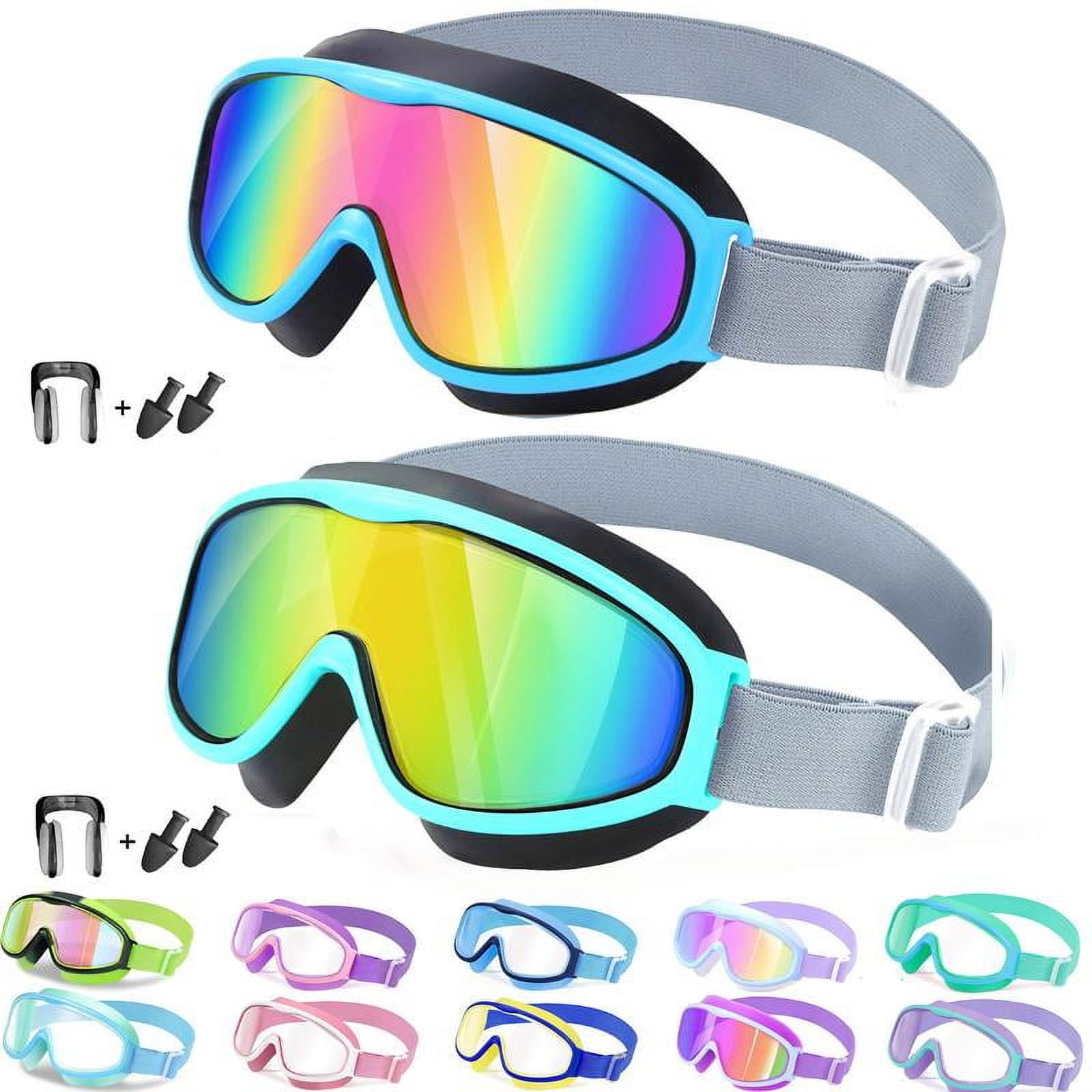 Goggles with Comfort Fabric Strap, Kids Swim Goggles Wide View Anti-Fog ...