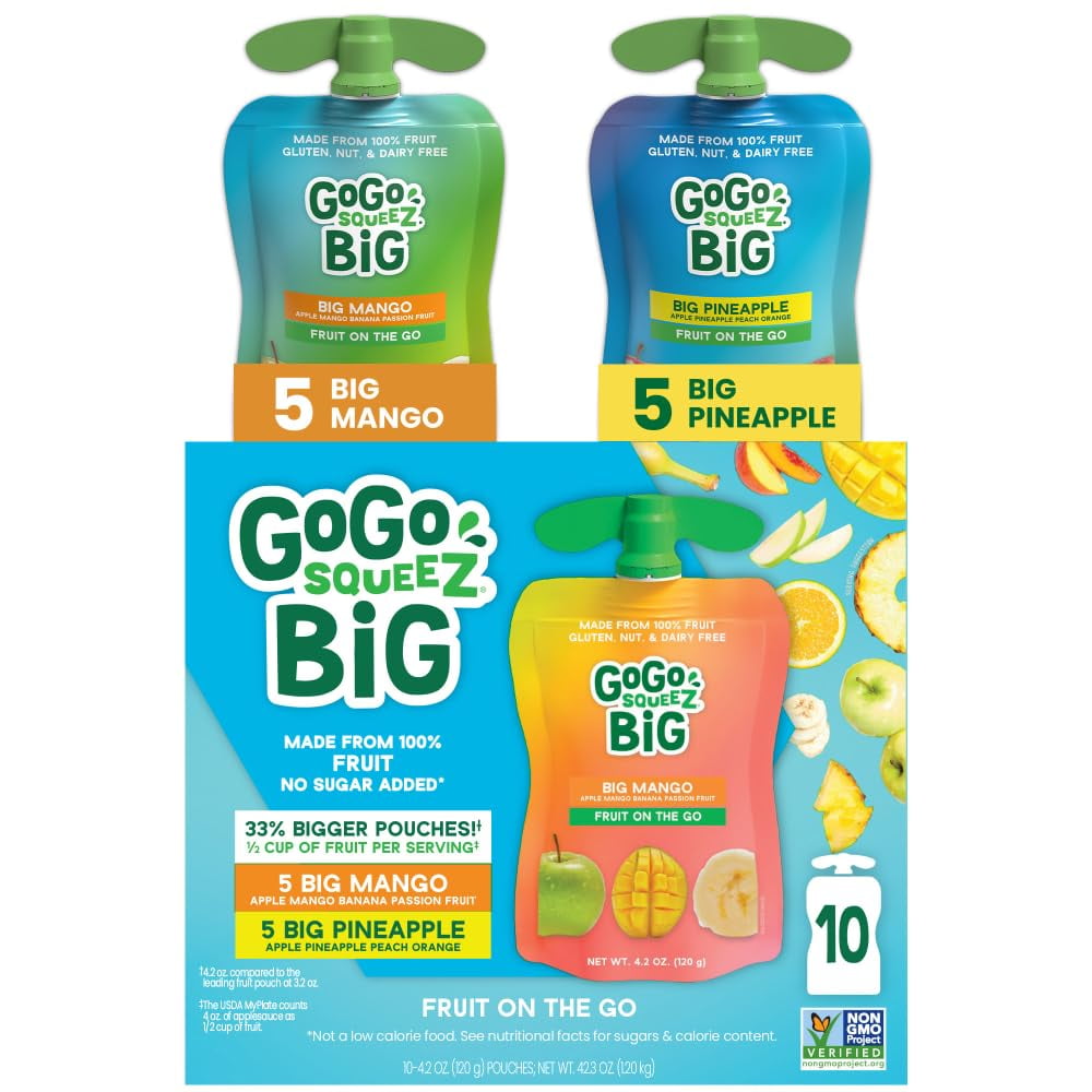 Gogo Big Squeez Variety Pack, Big Mango & Big Pineapple, 4.2 Oz. (Pack ...